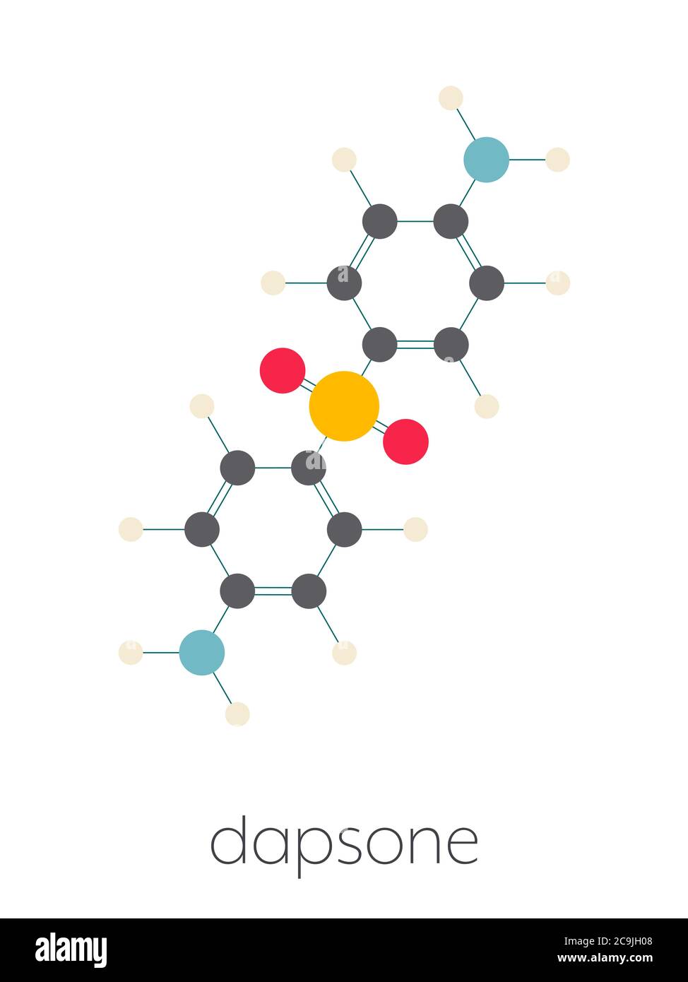 Dapsone antibacterial drug molecule. Stylized skeletal formula ...