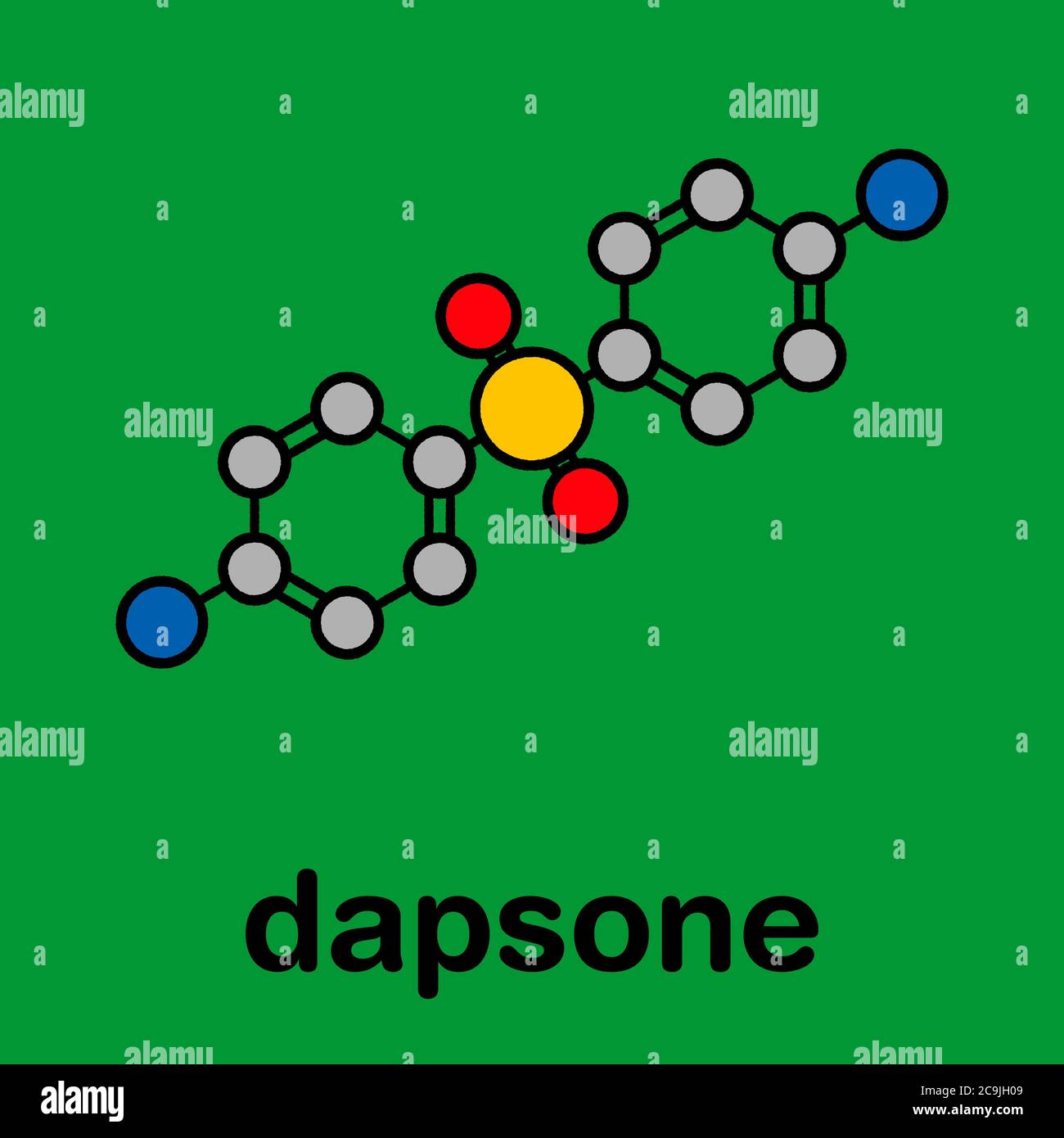 Dapsone antibacterial drug molecule. Stylized skeletal formula ...