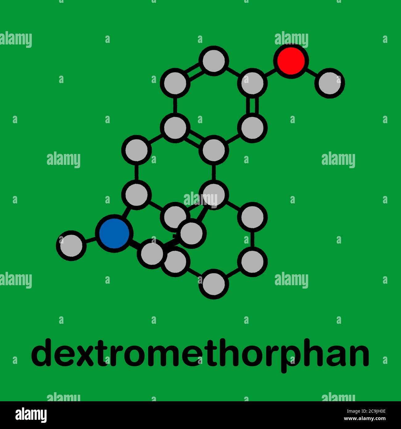 Dextromethorphan cough suppressant drug (antitussive) molecule ...