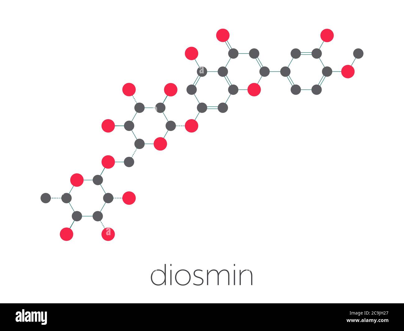 Diosmin venous disease and haemorrhoids drug molecule. Stylized ...