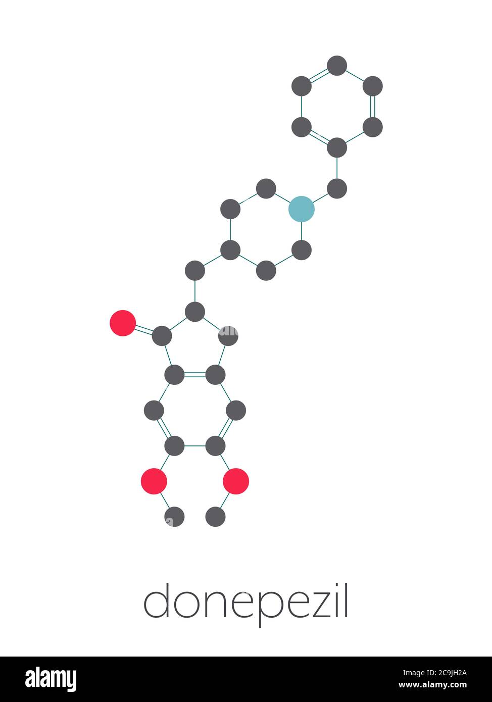 Donepezil Alzheimer's disease drug molecule. Stylized skeletal formula ...