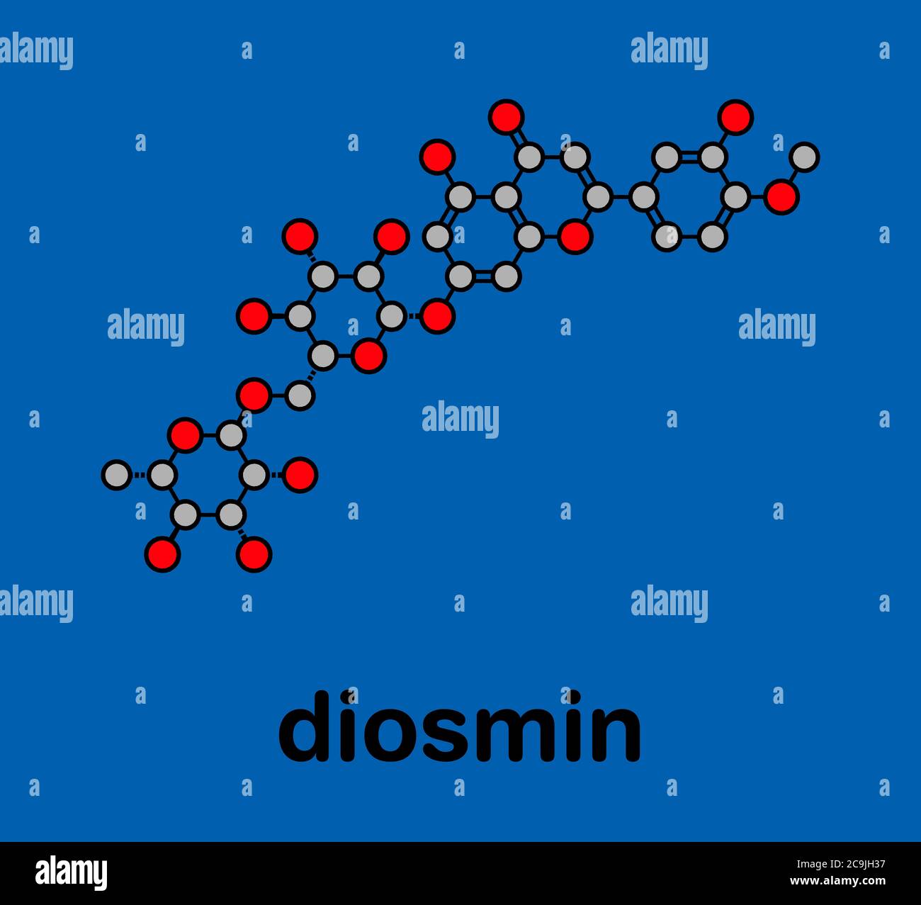 Diosmin venous disease and haemorrhoids drug molecule. Stylized ...
