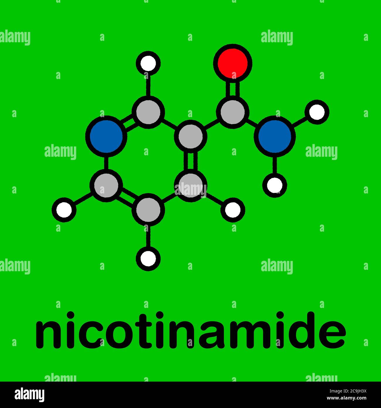 Nicotinamide drug and vitamin molecule. Stylized skeletal formula ...