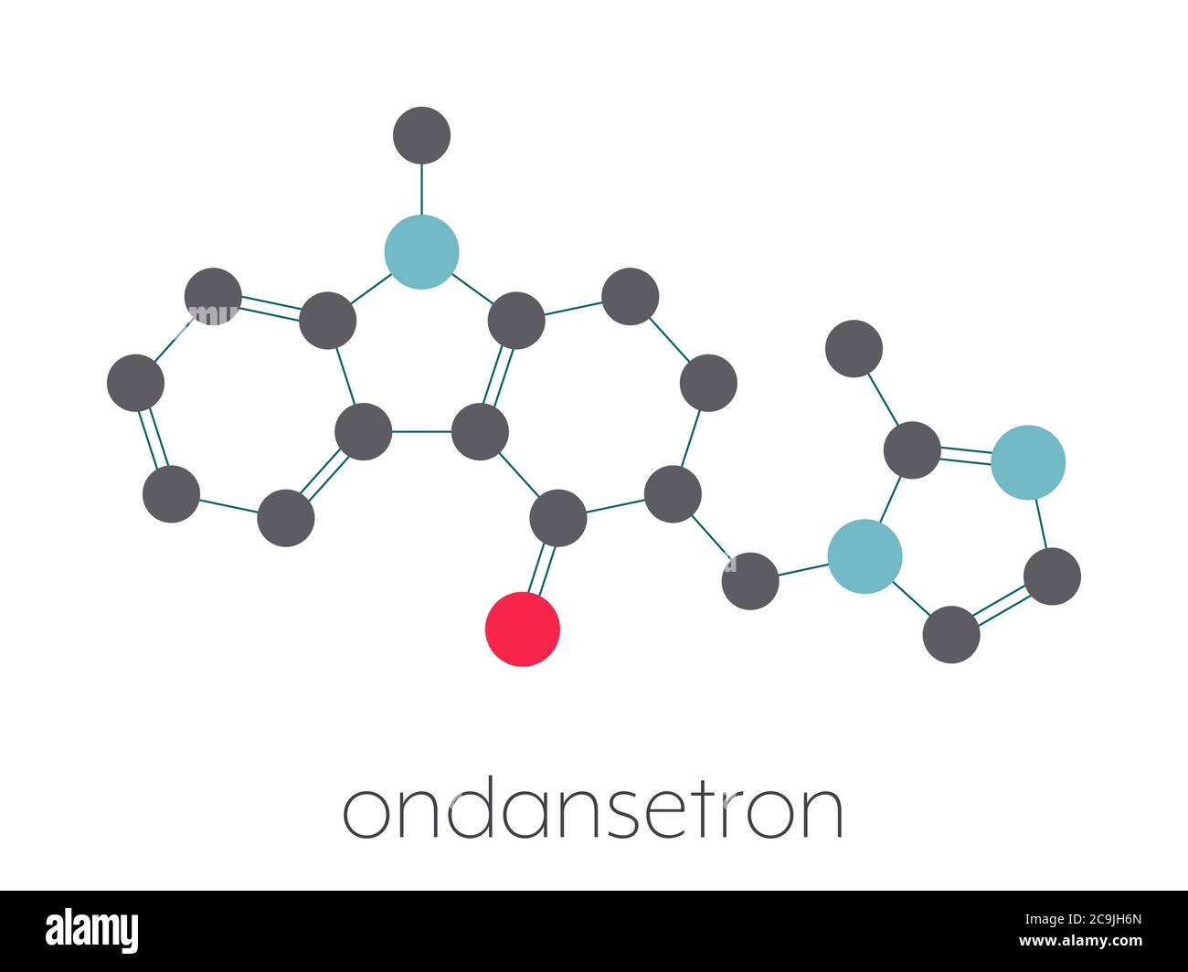 Ondansetron nausea and vomiting treatment drug molecule. Stylized ...
