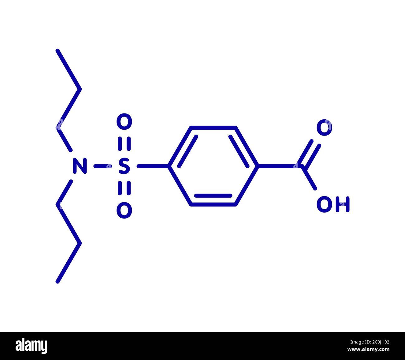 Probenecid gout drug molecule. Also used as masking agent in sports ...