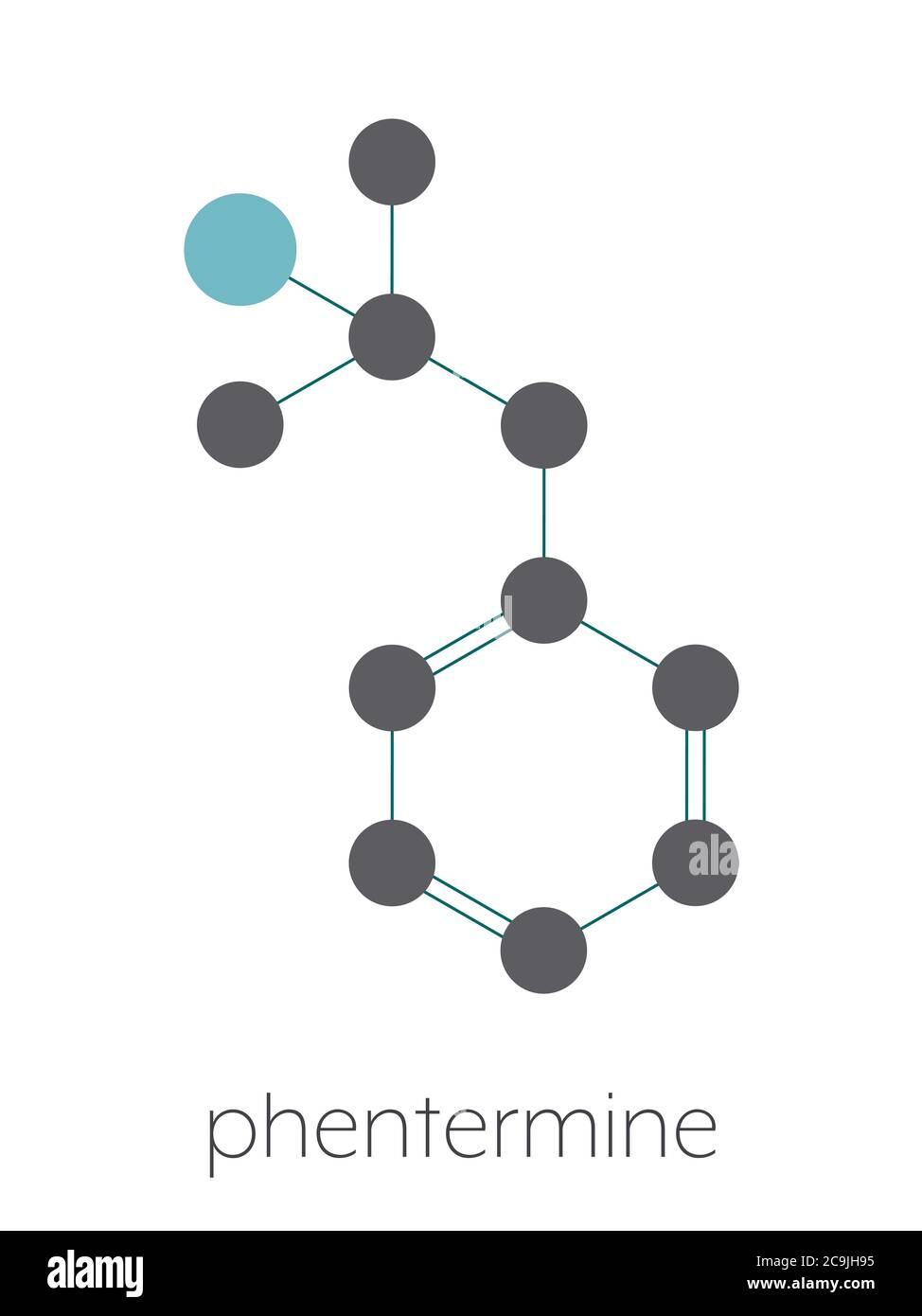 Phentermine appetite suppressant drug molecule. Used in treatment of ...