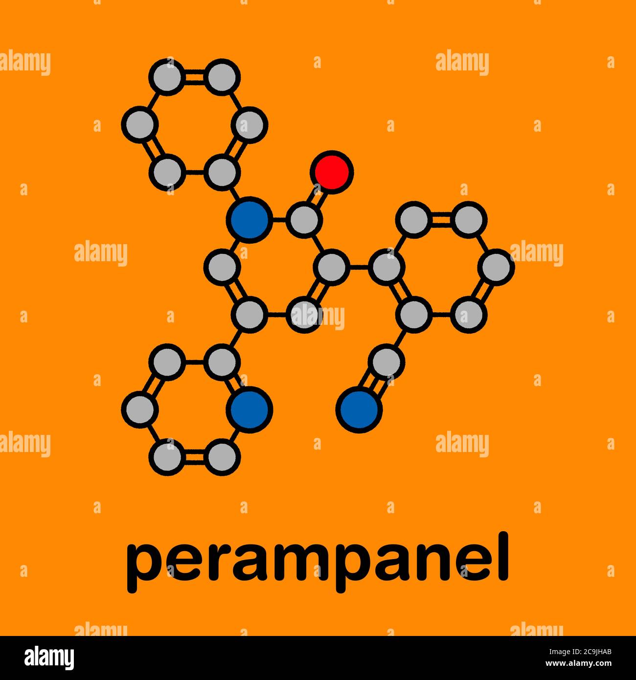 Perampanel epilepsy drug molecule. Used in treatment of seizures ...