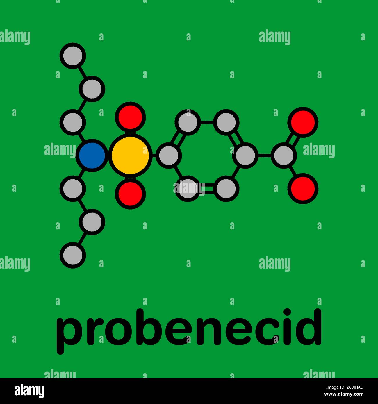 Probenecid gout drug molecule. Also used as masking agent in sports ...