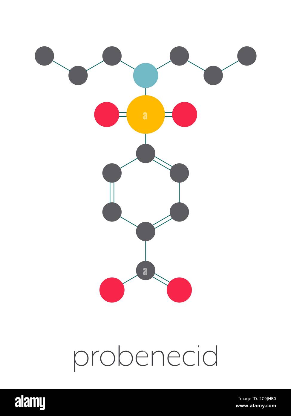 Probenecid gout drug molecule. Also used as masking agent in sports ...
