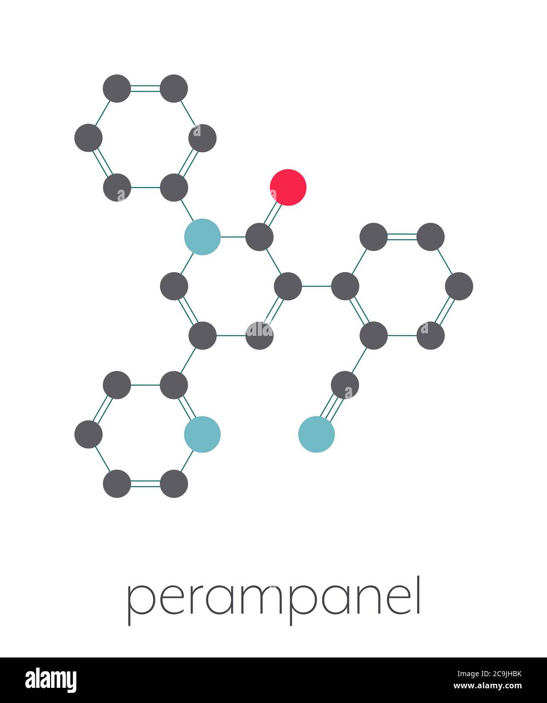 Perampanel epilepsy drug molecule. Used in treatment of seizures ...