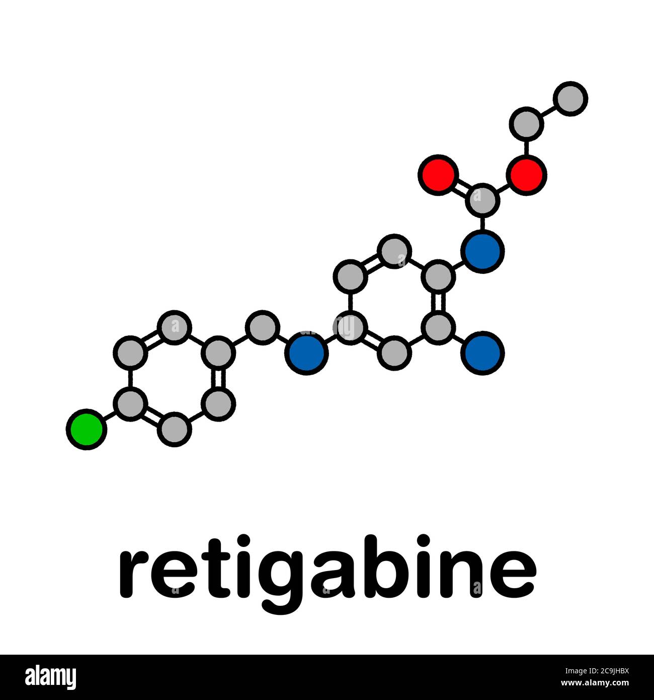 Retigabine (ezogabine) anticonvulsant drug molecule. Used in treatment ...