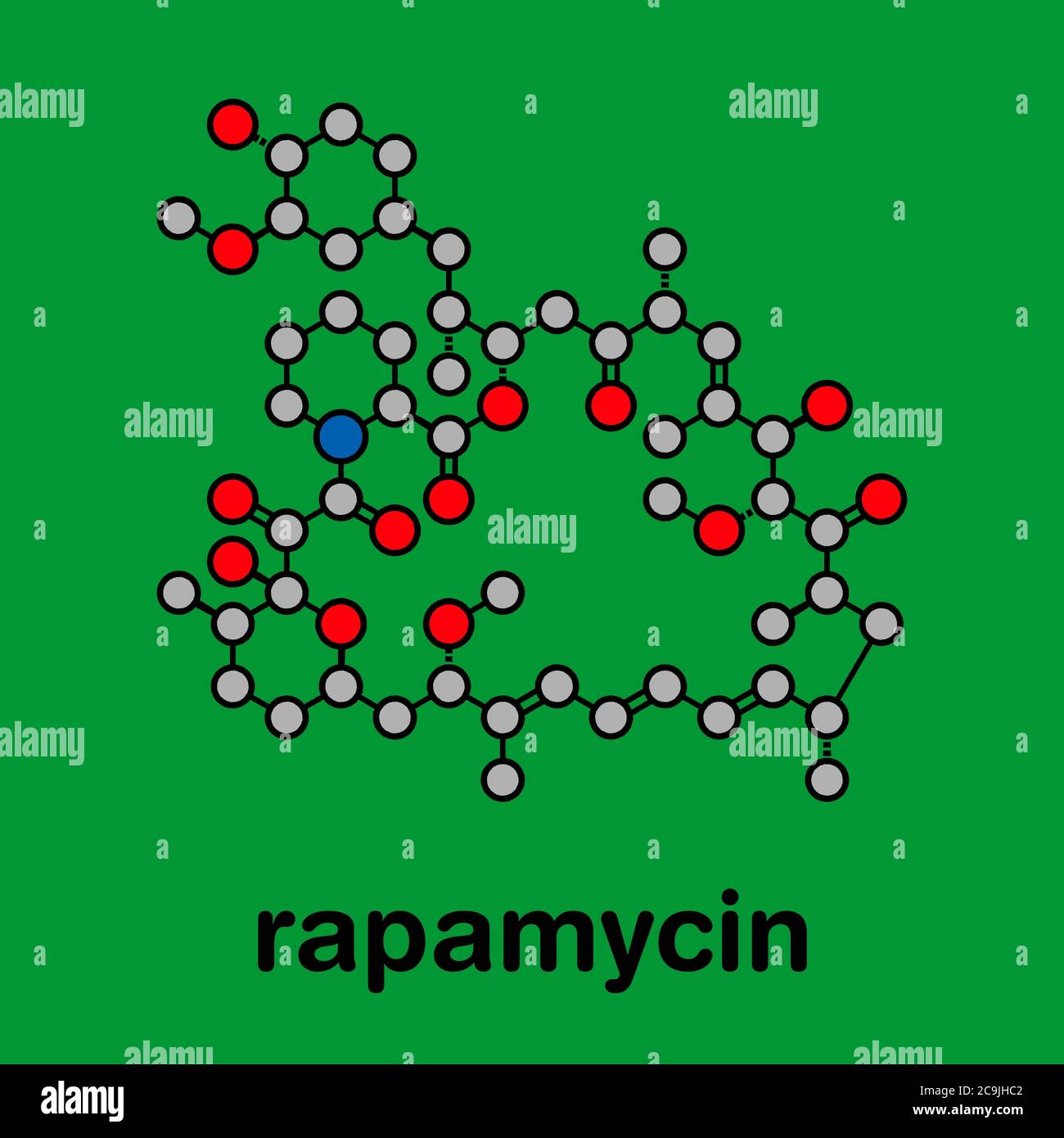Rapamycin (sirolimus) immunosuppressive drug molecule. Used to prevent ...