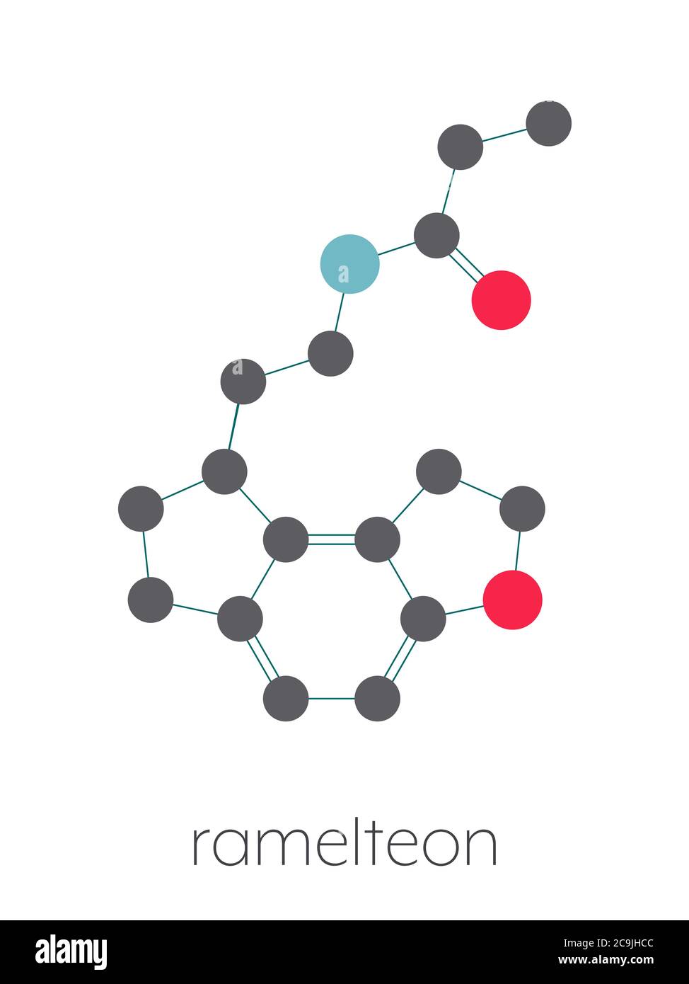 Ramelteon insomnia drug molecule. Stylized skeletal formula (chemical ...
