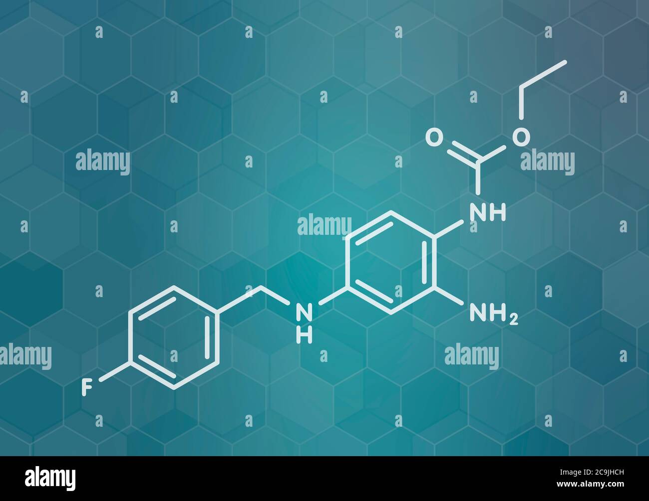 Retigabine (ezogabine) anticonvulsant drug molecule. Used in treatment ...