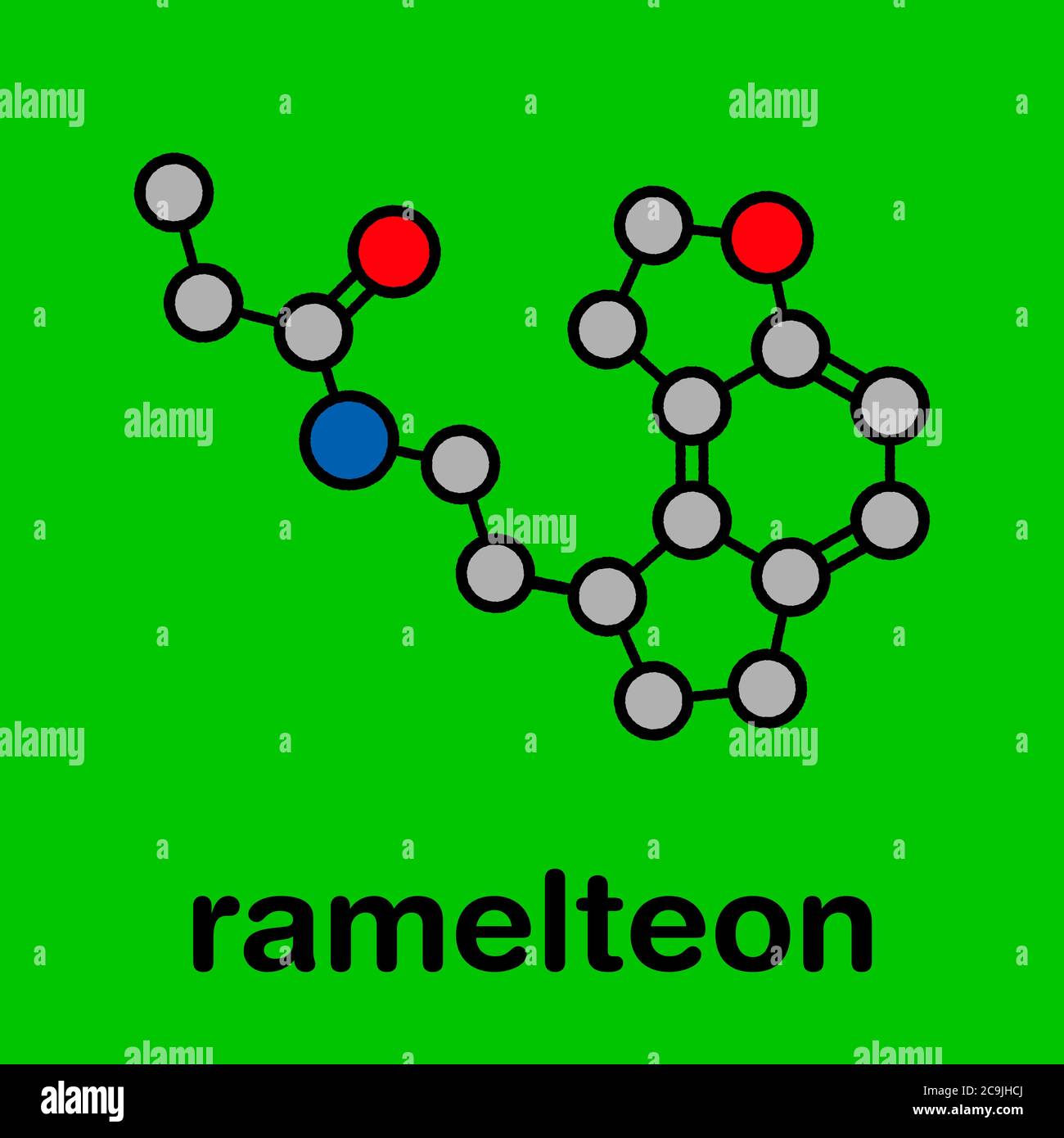 Ramelteon insomnia drug molecule. Stylized skeletal formula (chemical ...