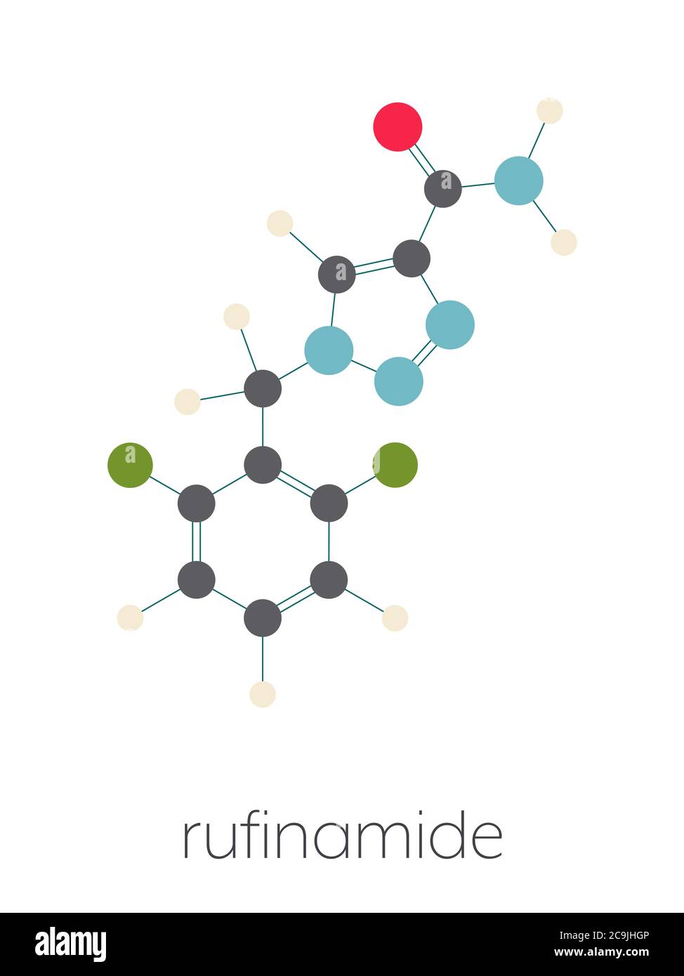 Rufinamide seizures drug molecule. Stylized skeletal formula (chemical ...