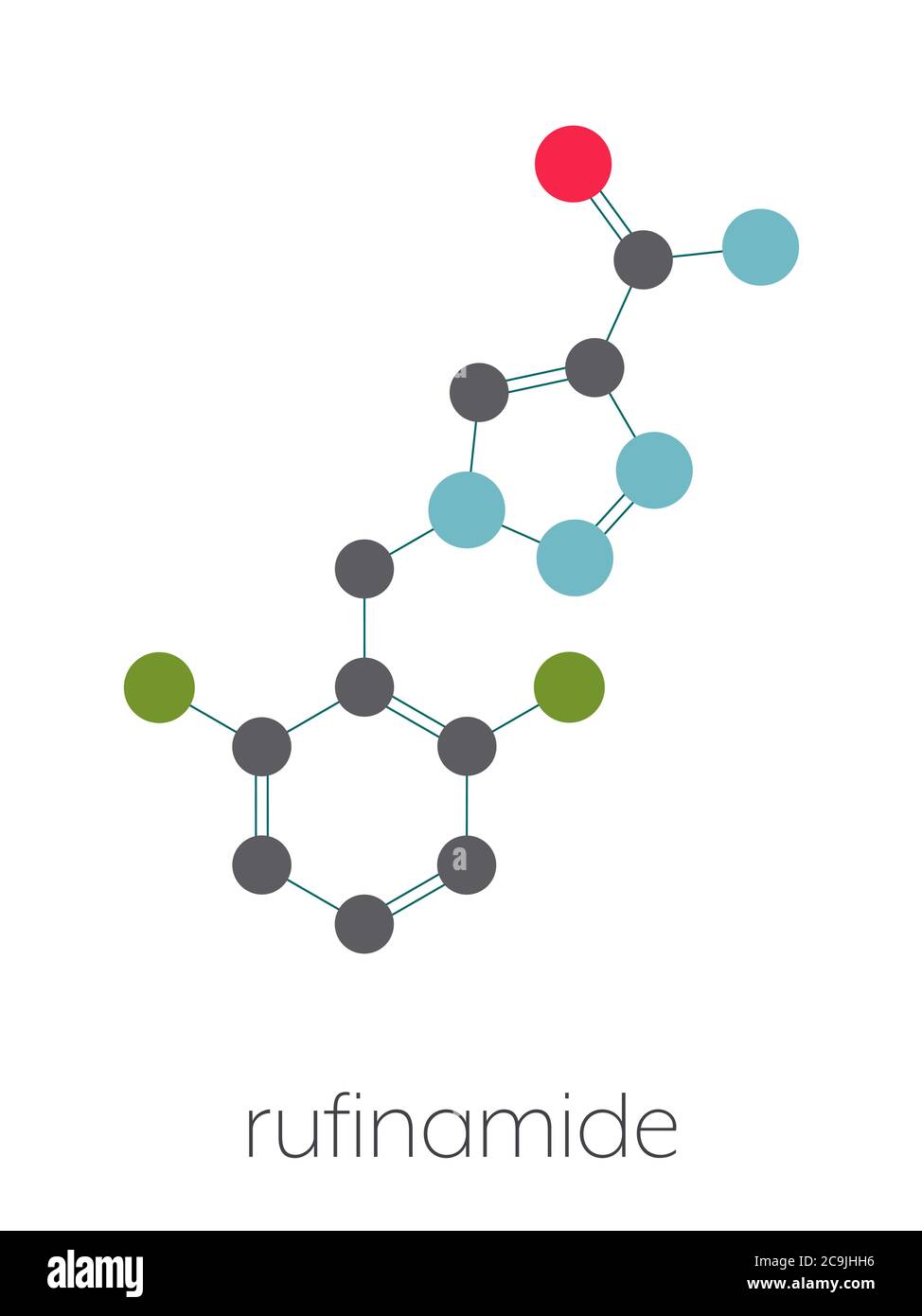 Rufinamide seizures drug molecule. Stylized skeletal formula (chemical ...