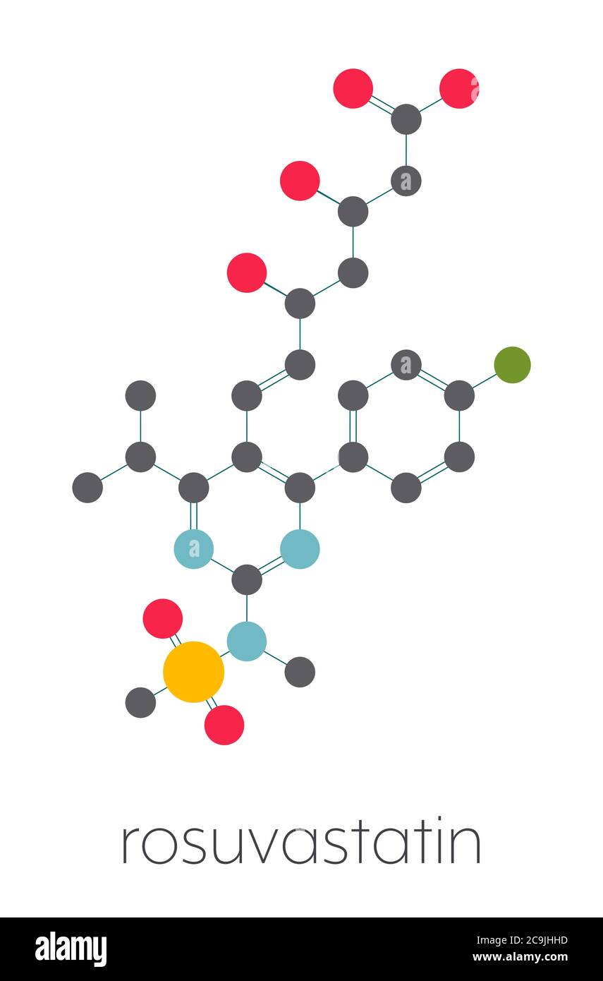 Rosuvastatin cholesterol lowering drug (statin class) molecule ...