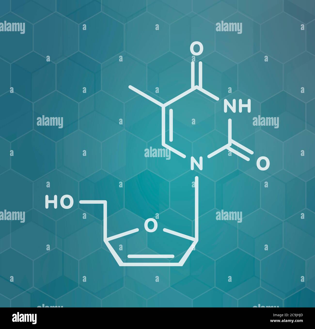 Stavudine (d4T) HIV drug molecule. Thymidine analogue that blocks ...
