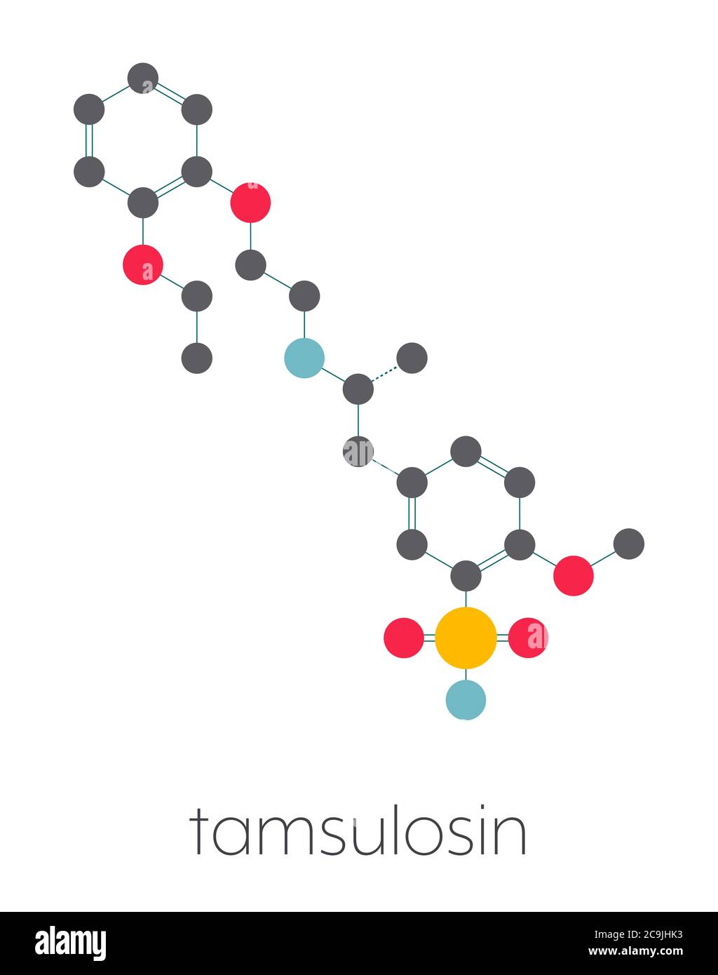 Tamsulosin benign prostatic hyperplasia (BPH) drug molecule. Stylized ...