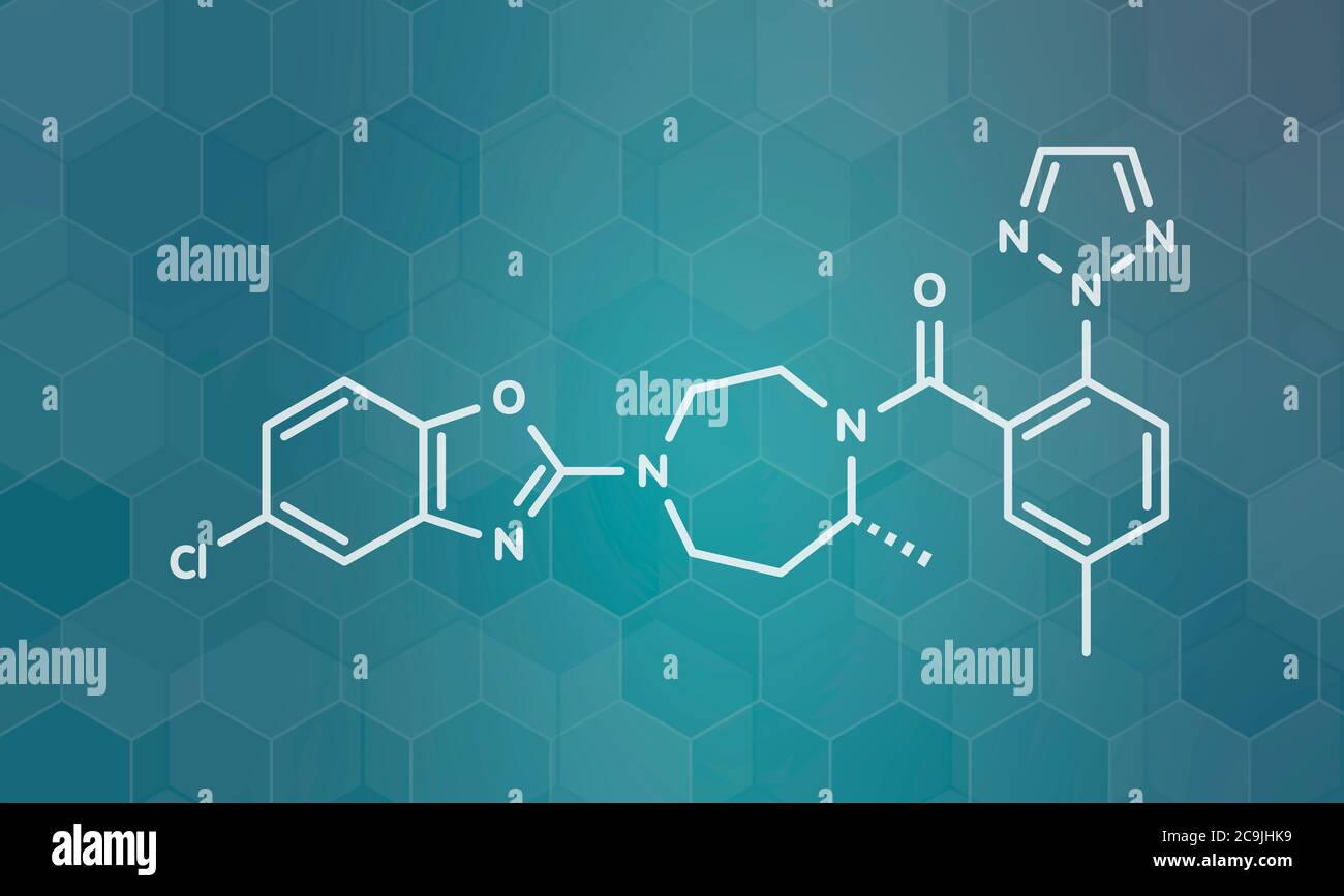 Suvorexant insomnia drug (sleeping pill) molecule. Dual orexin receptor ...