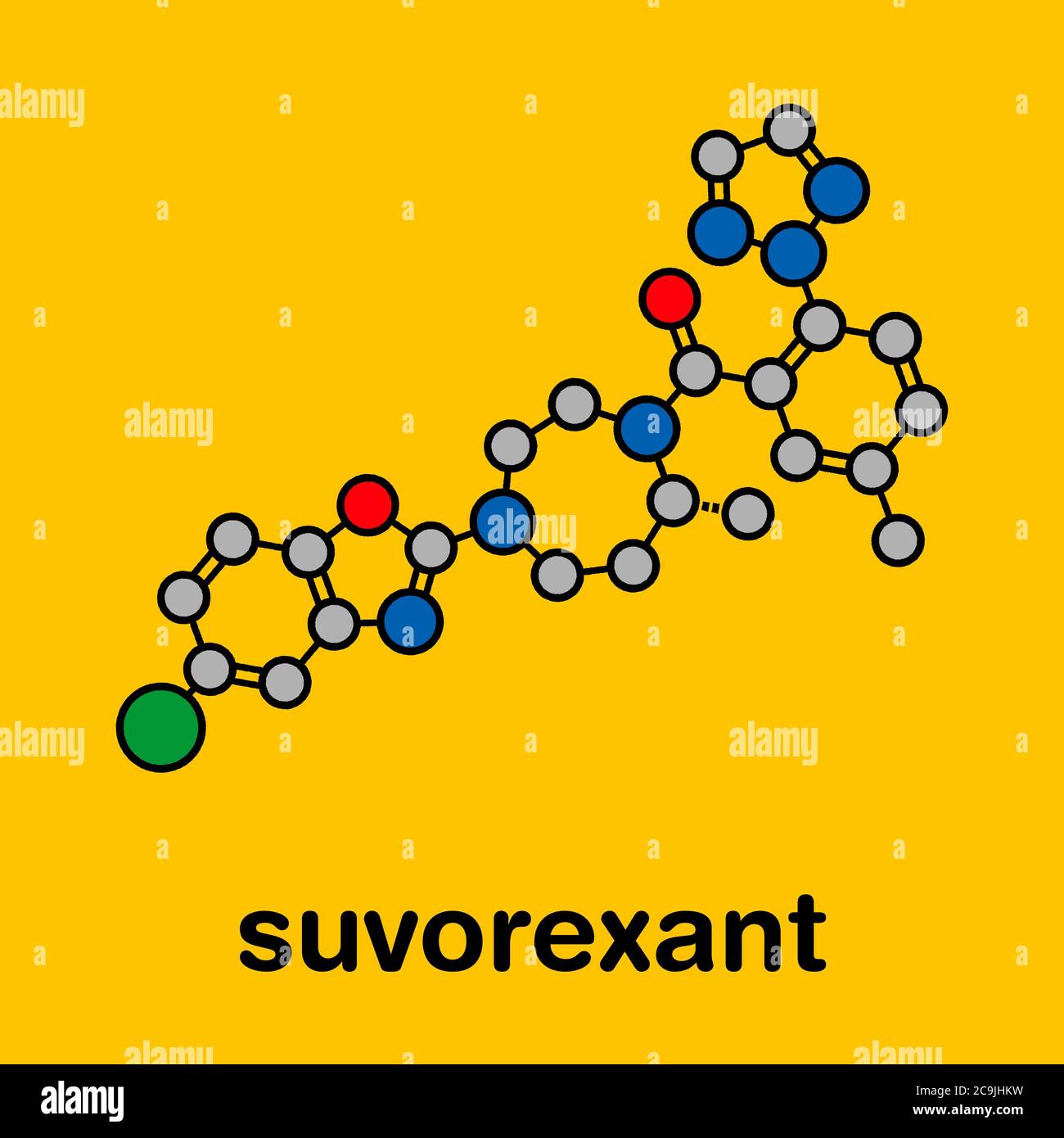 Suvorexant insomnia drug (sleeping pill) molecule. Dual orexin receptor ...
