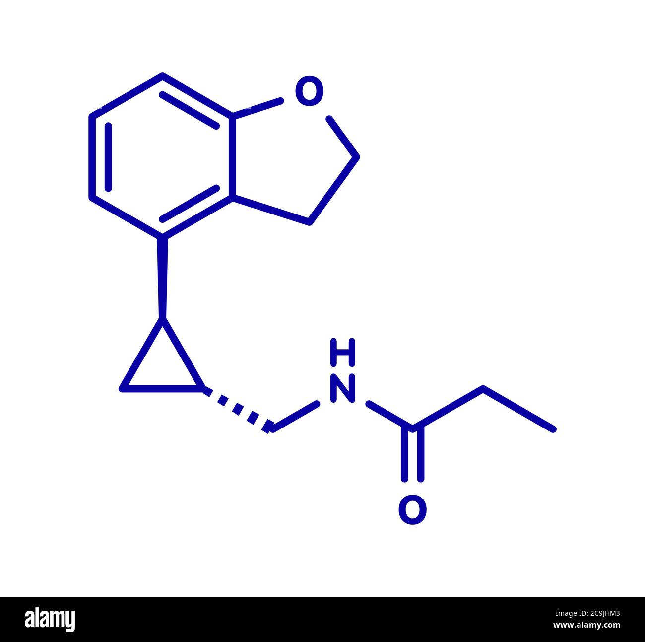 Tasimelteon sleep disorder drug molecule Blue skeletal formula on white background Stock Photo ...
