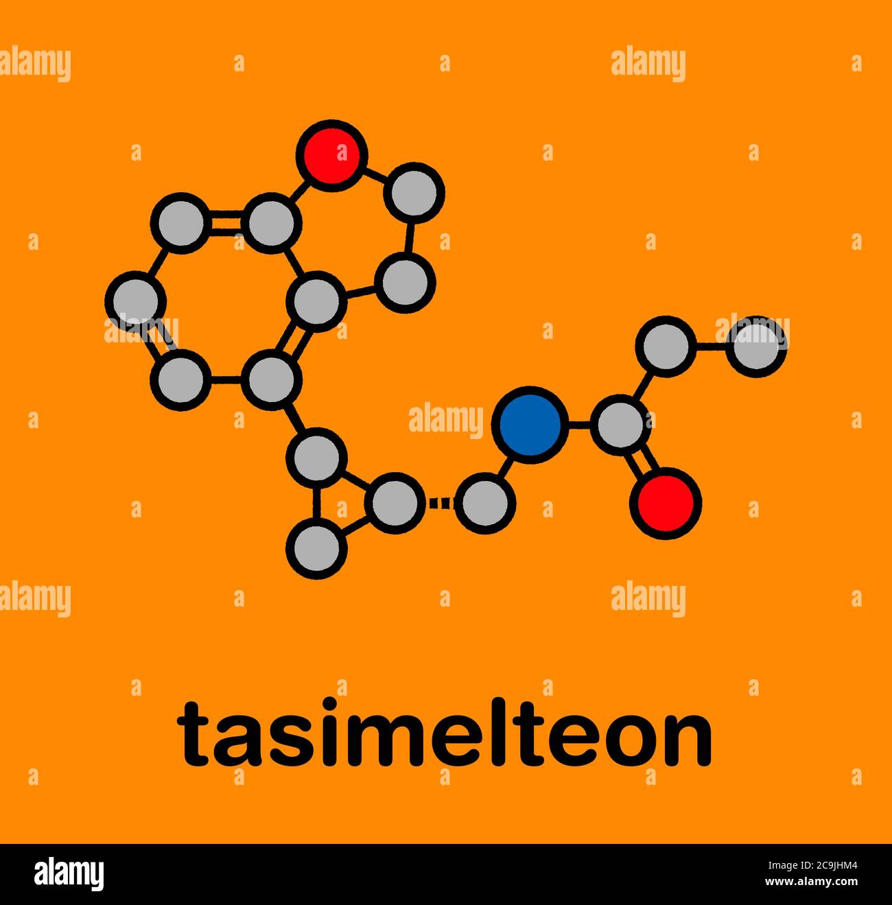 Tasimelteon sleep disorder drug molecule Stylized skeletal formula (chemical structure). Atoms ...