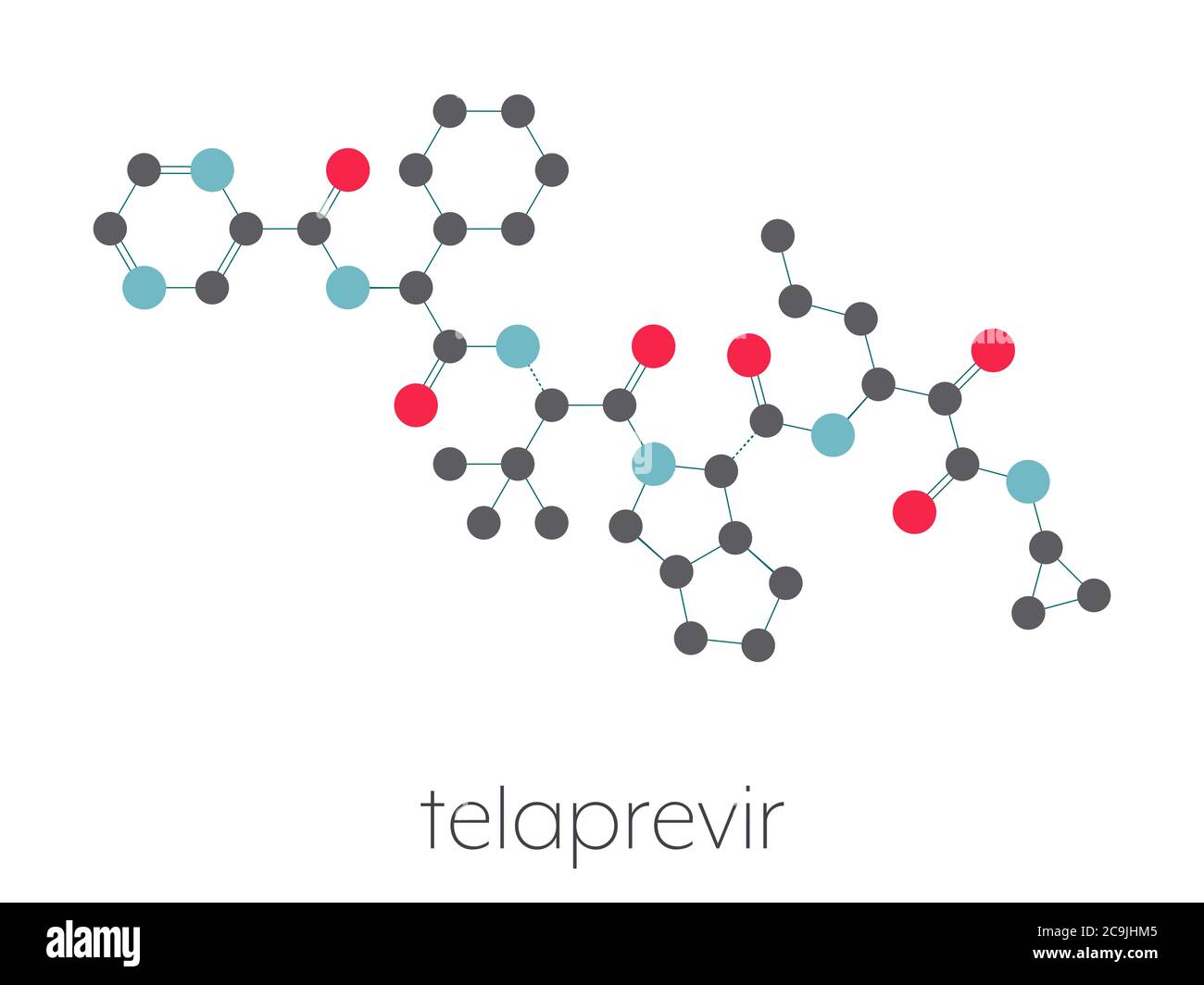 Telaprevir hepatitis C virus drug molecule. Stylized skeletal formula ...