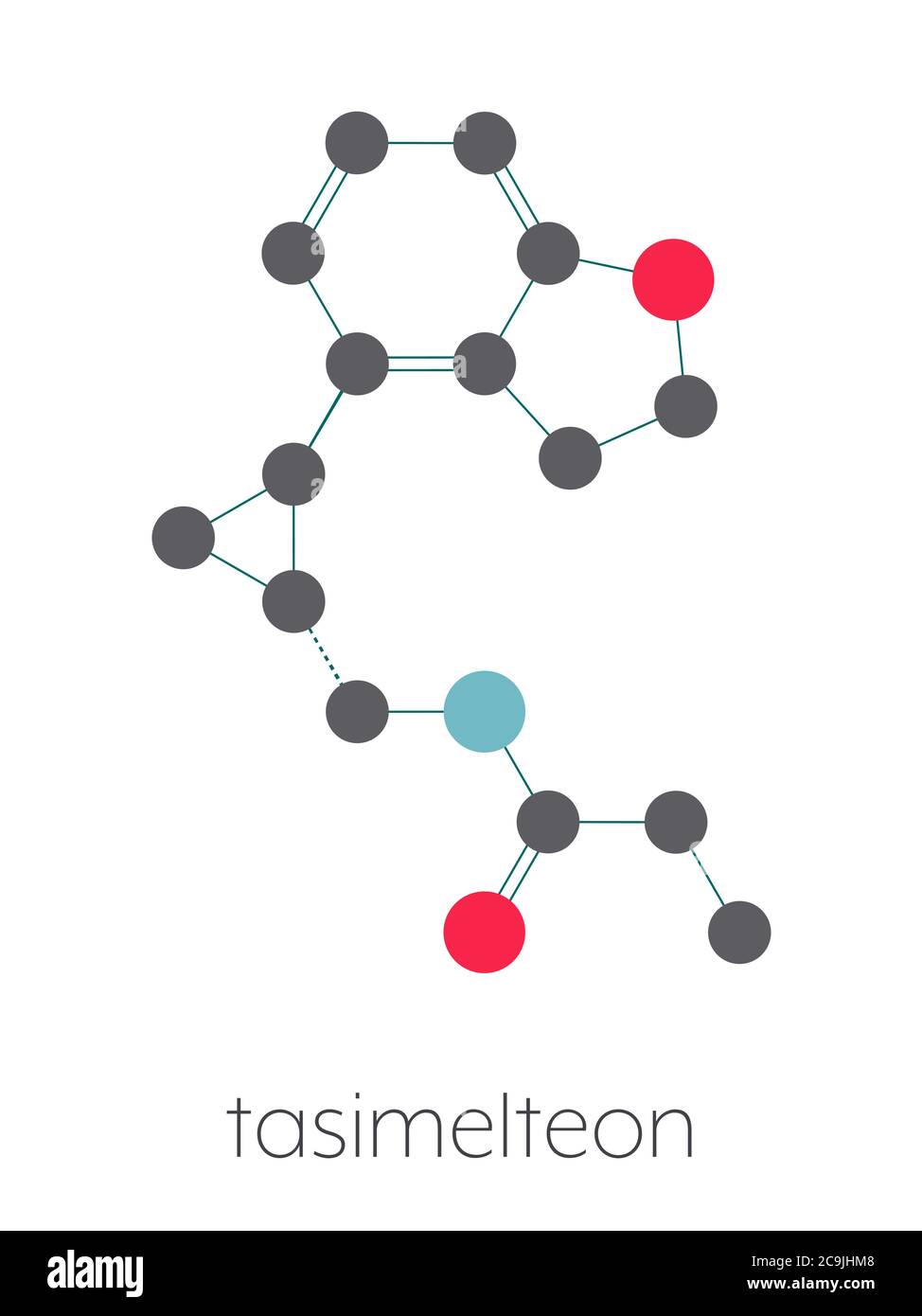 Tasimelteon sleep disorder drug molecule Stylized skeletal formula (chemical structure). Atoms ...