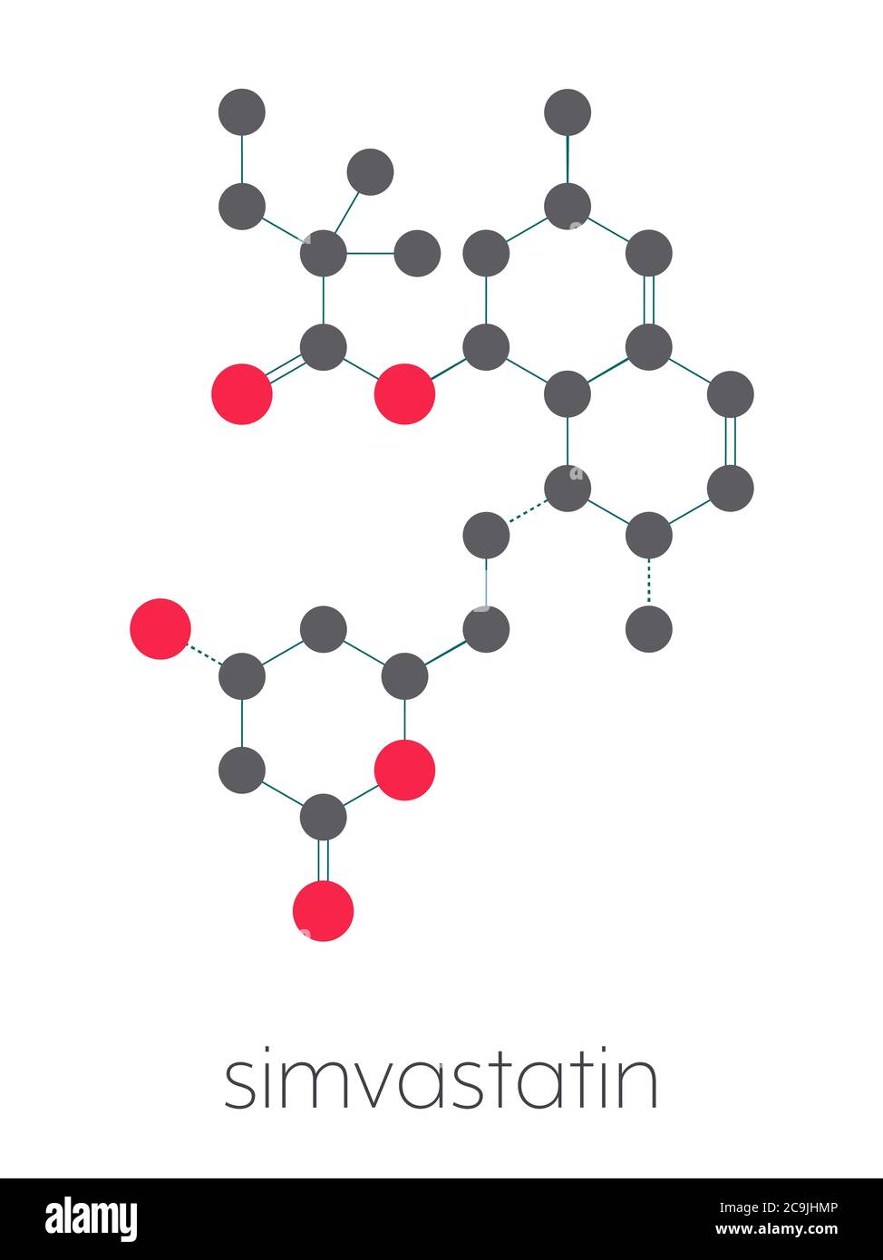 Simvastatin cholesterol lowering drug (statin class) molecule. Stylized ...