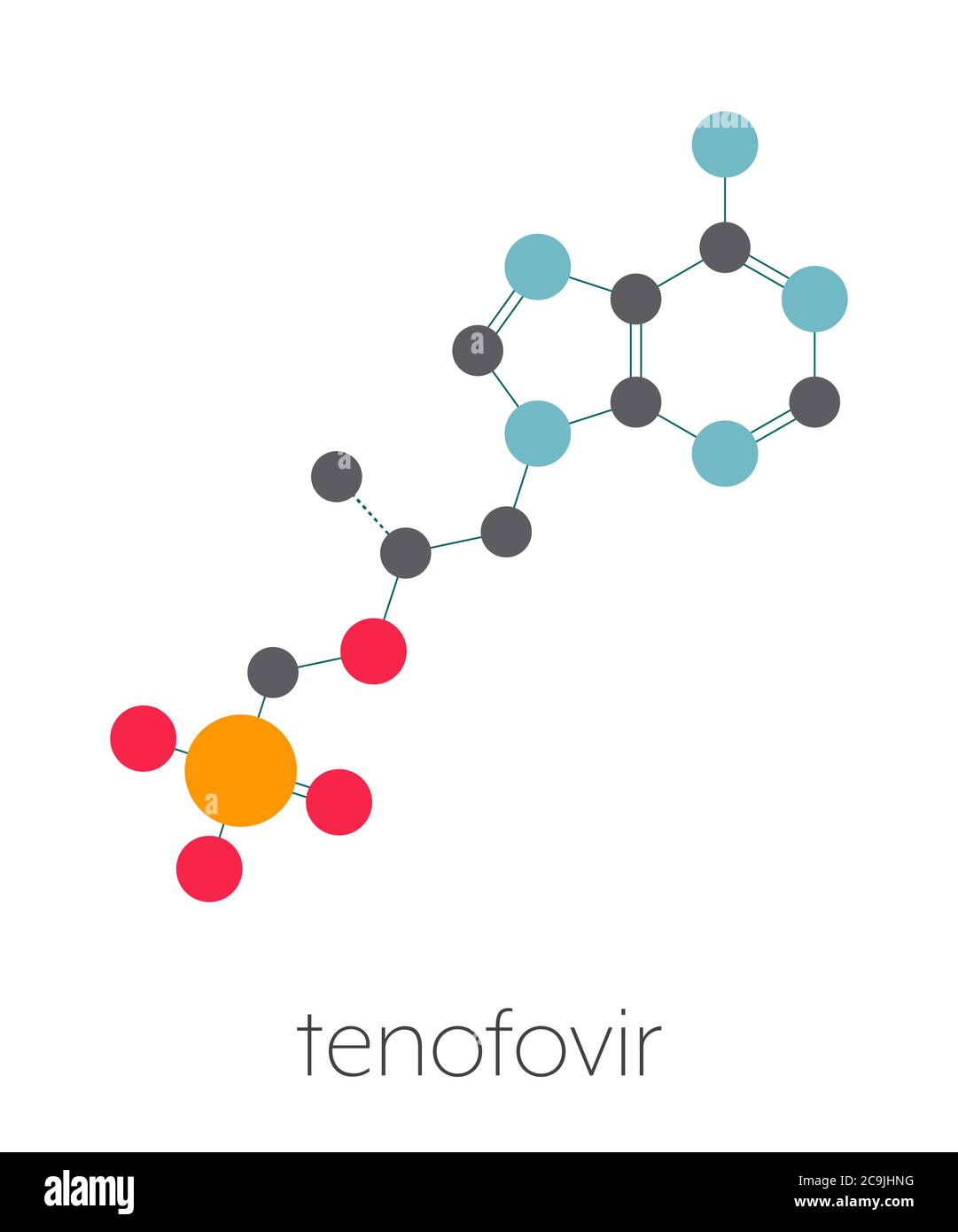 Tenofovir HIV drug molecule. Stylized skeletal formula (chemical ...