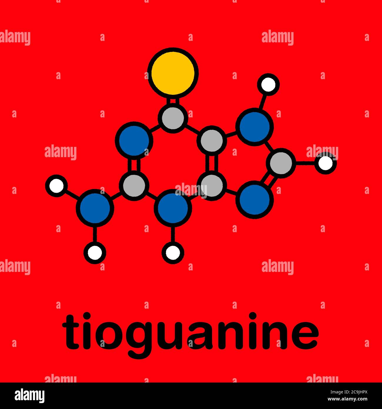 Tioguanine leukemia and ulcerative colitis drug molecule. Stylized ...