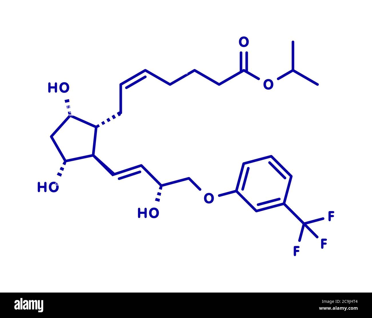 Travoprost eye disease drug molecule. Used in treatment of glaucoma and ...