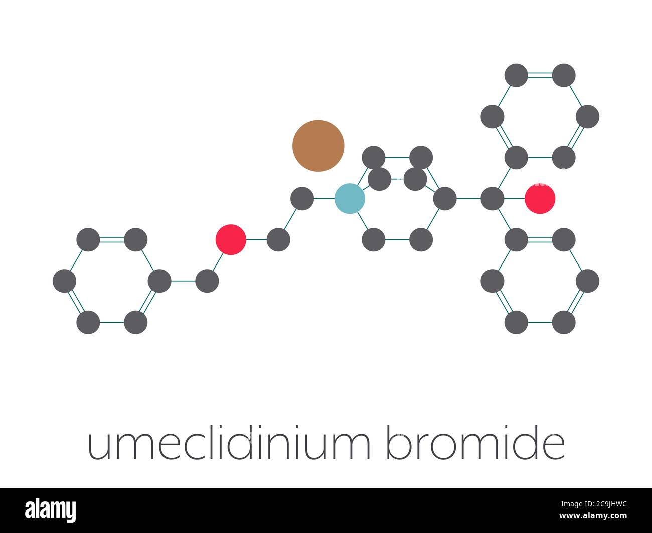 Umeclidinium bromide COPD drug molecule. Stylized skeletal formula ...