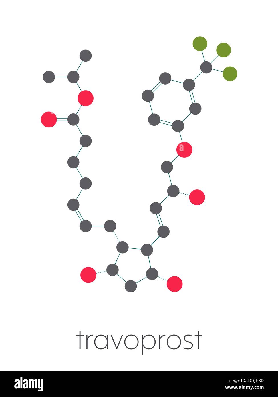 Travoprost eye disease drug molecule. Used in treatment of glaucoma and ...