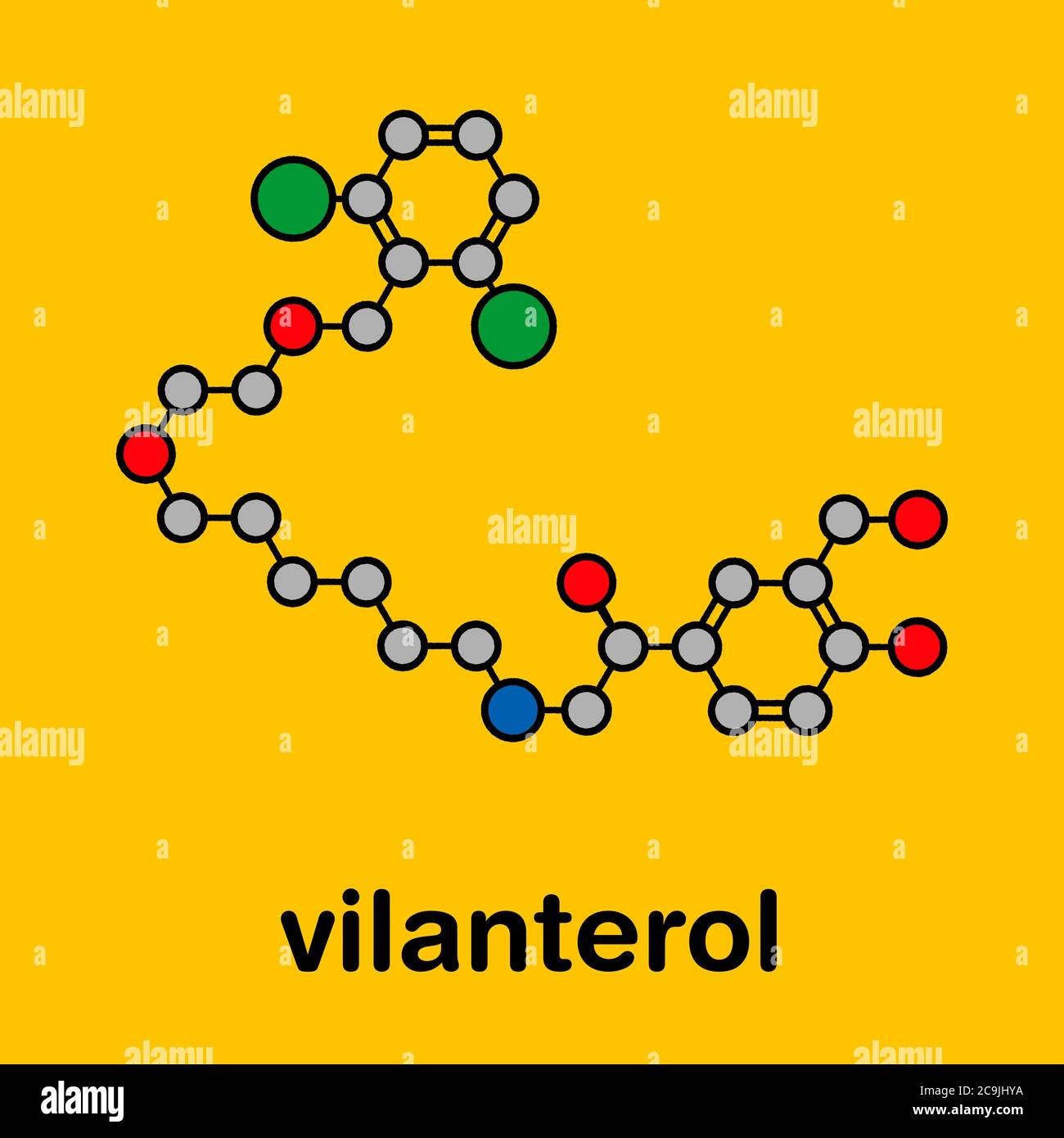 Vilanterol COPD drug molecule. Stylized skeletal formula (chemical ...
