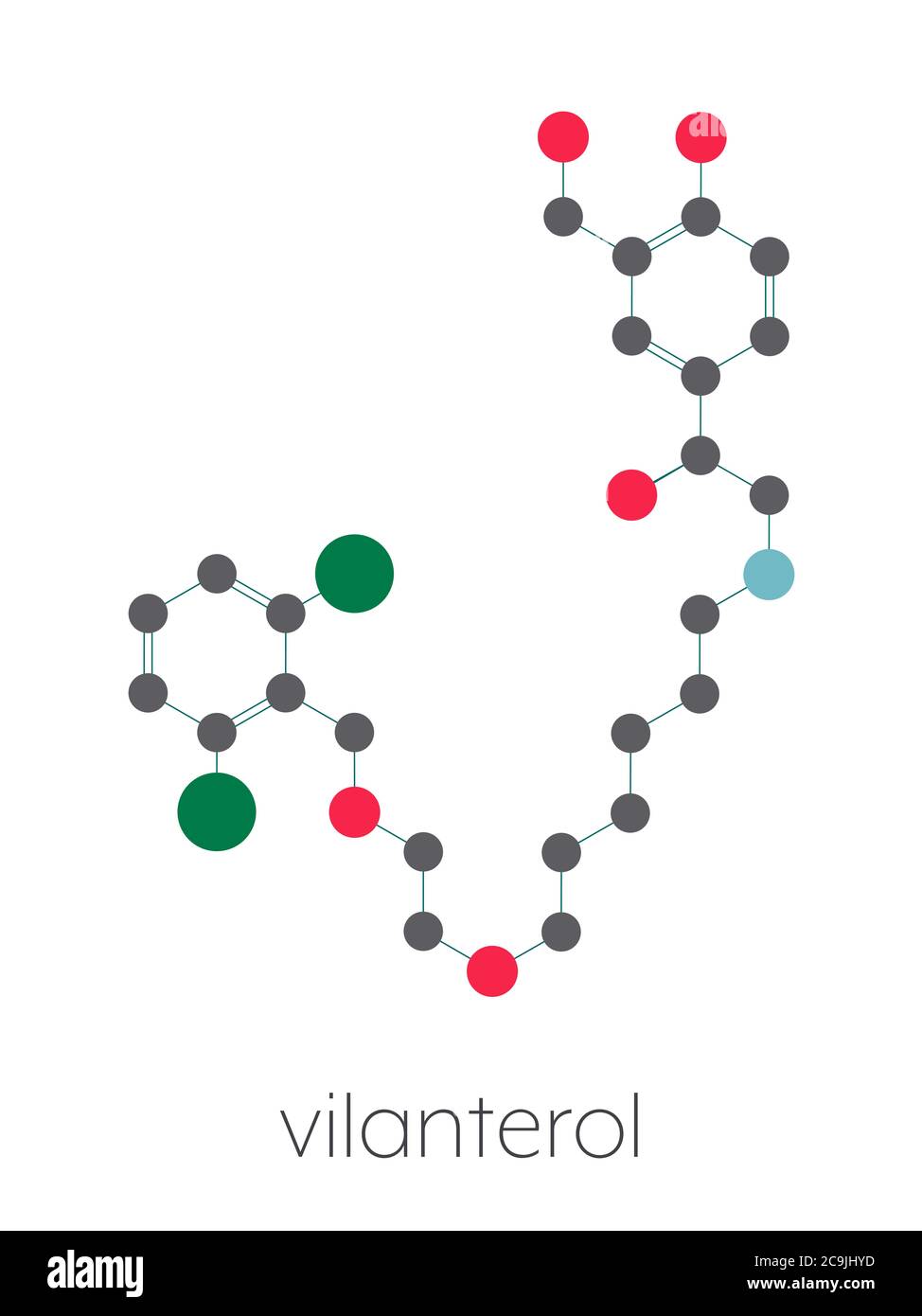 Vilanterol COPD drug molecule. Stylized skeletal formula (chemical ...