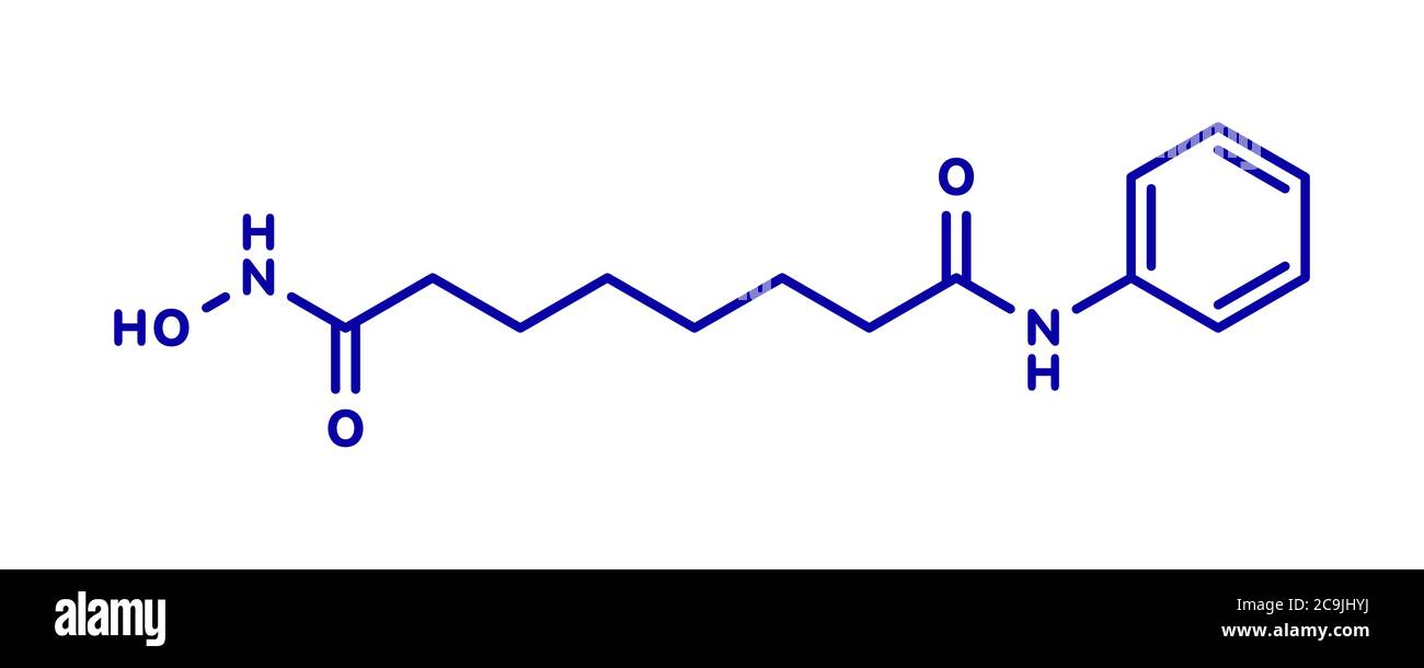 Vorinostat cutaneous T cell lymphoma drug molecule. Acts as histone ...
