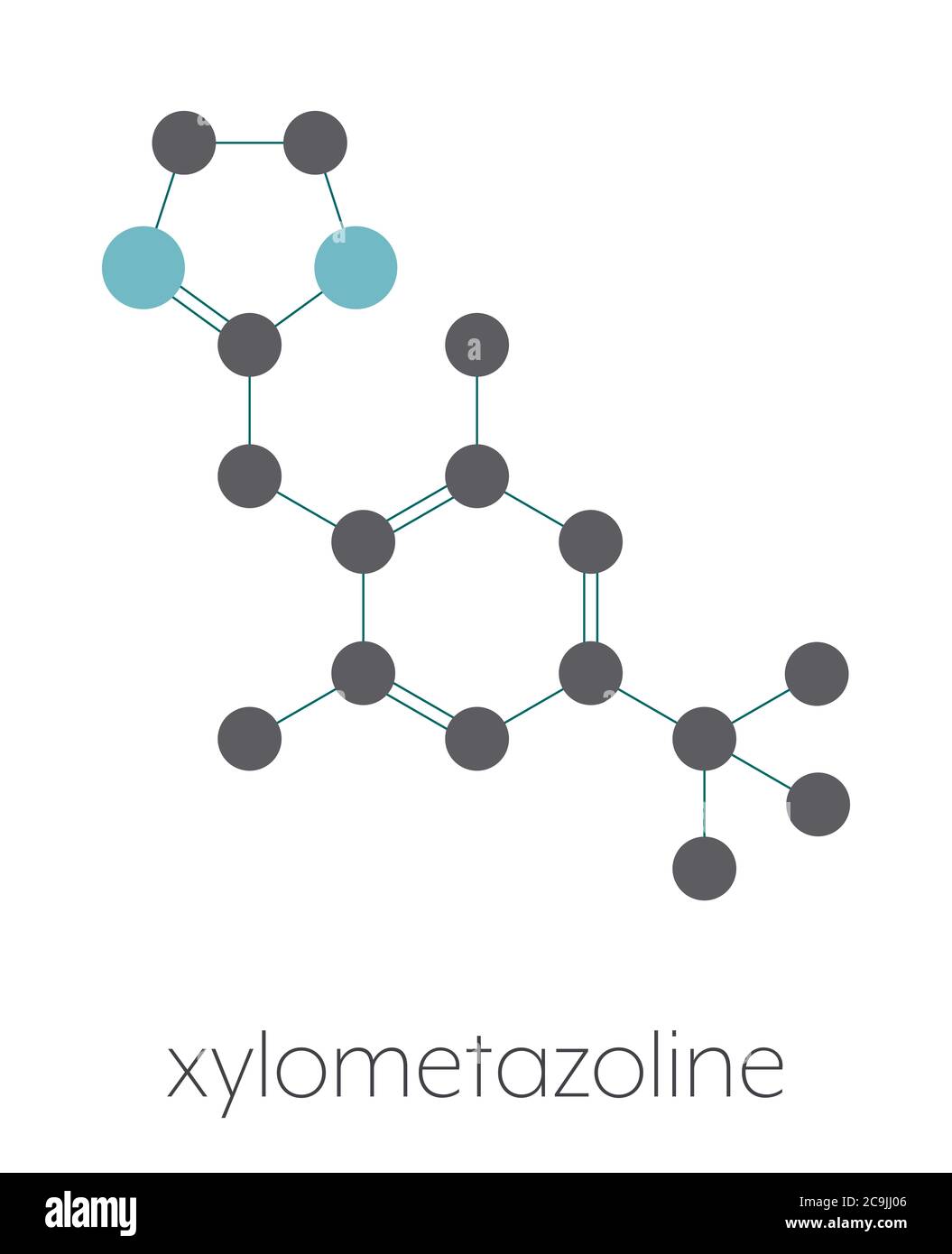 Xylometazoline nasal decongestant molecule. Often used in nose spray ...