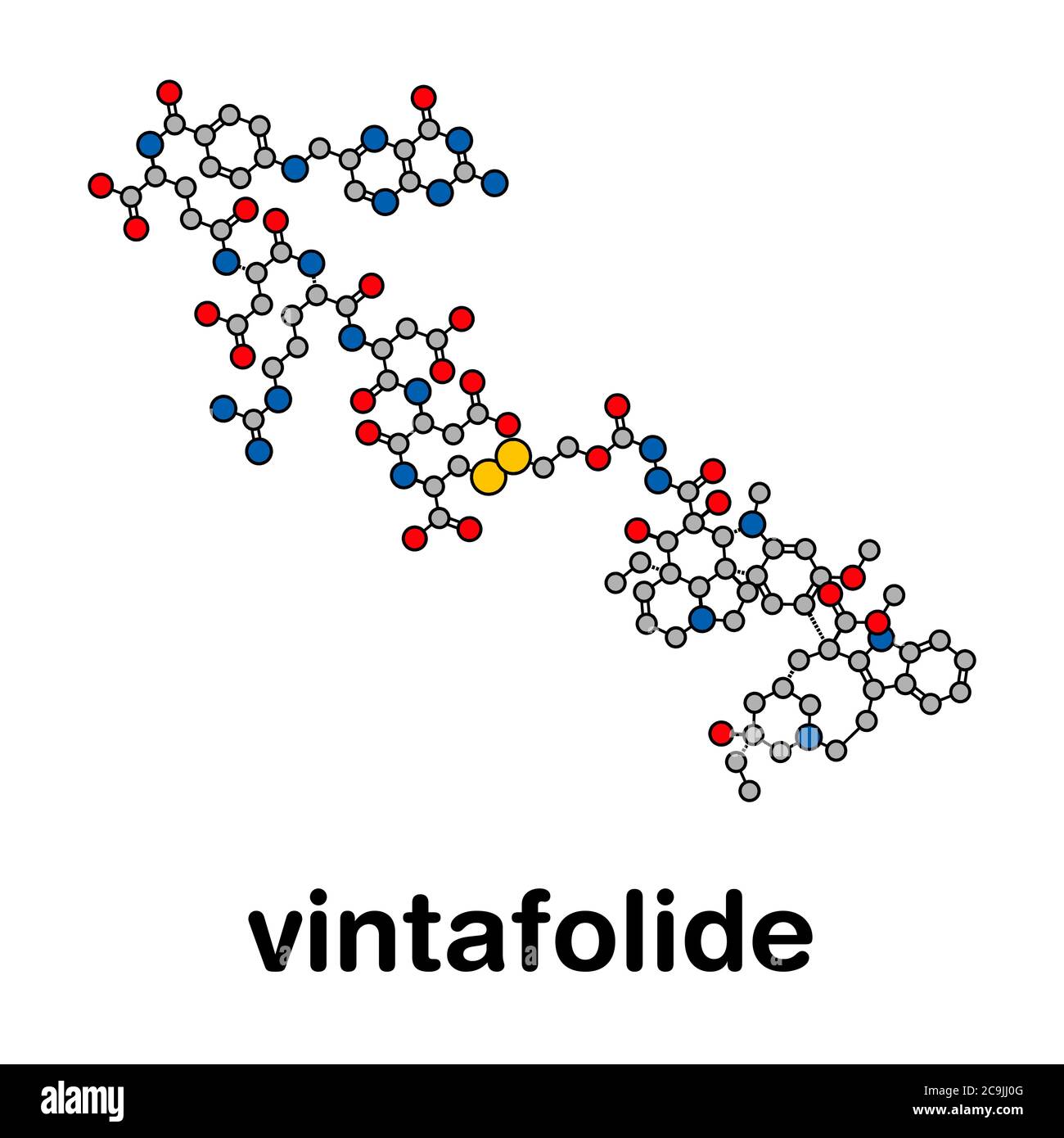 Vintafolide cancer drug molecule. Stylized skeletal formula (chemical ...