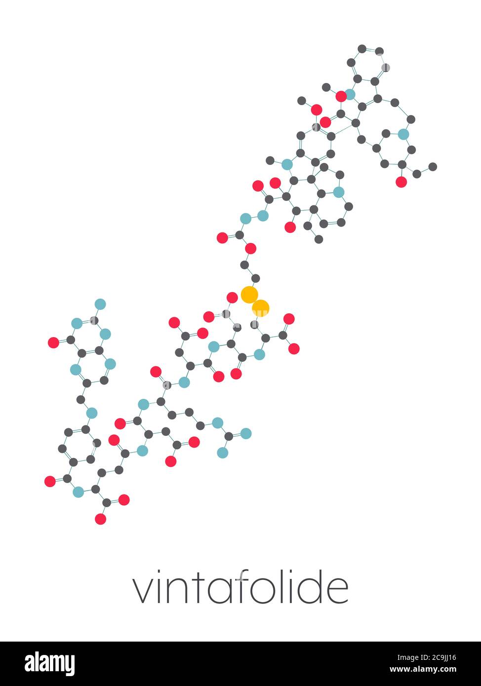 Vintafolide cancer drug molecule. Stylized skeletal formula (chemical ...