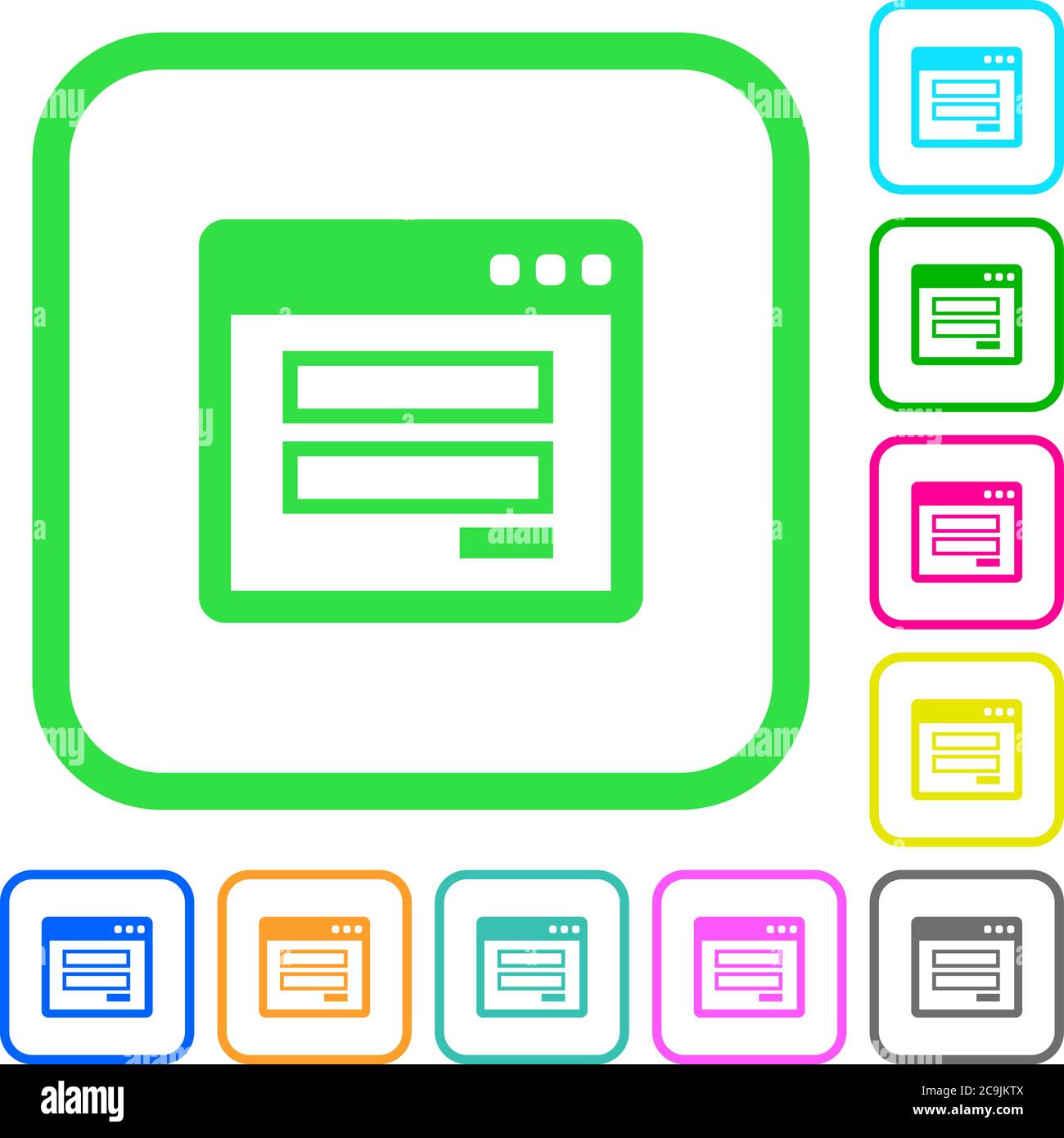 Login window vivid colored flat icons in curved borders on white ...