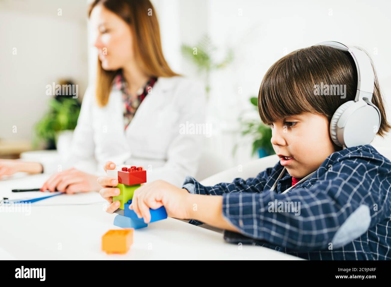 Child hearing headphones test doctor hi-res stock photography and ...
