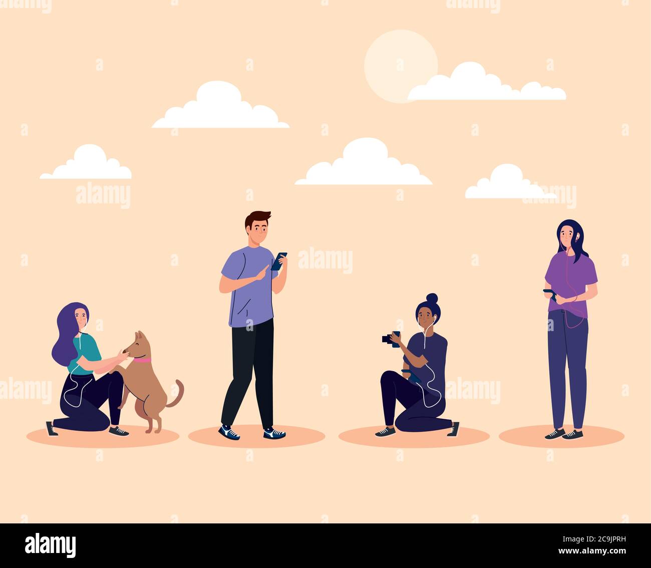 young people performing leisure outdoor activities Stock Vector Image ...