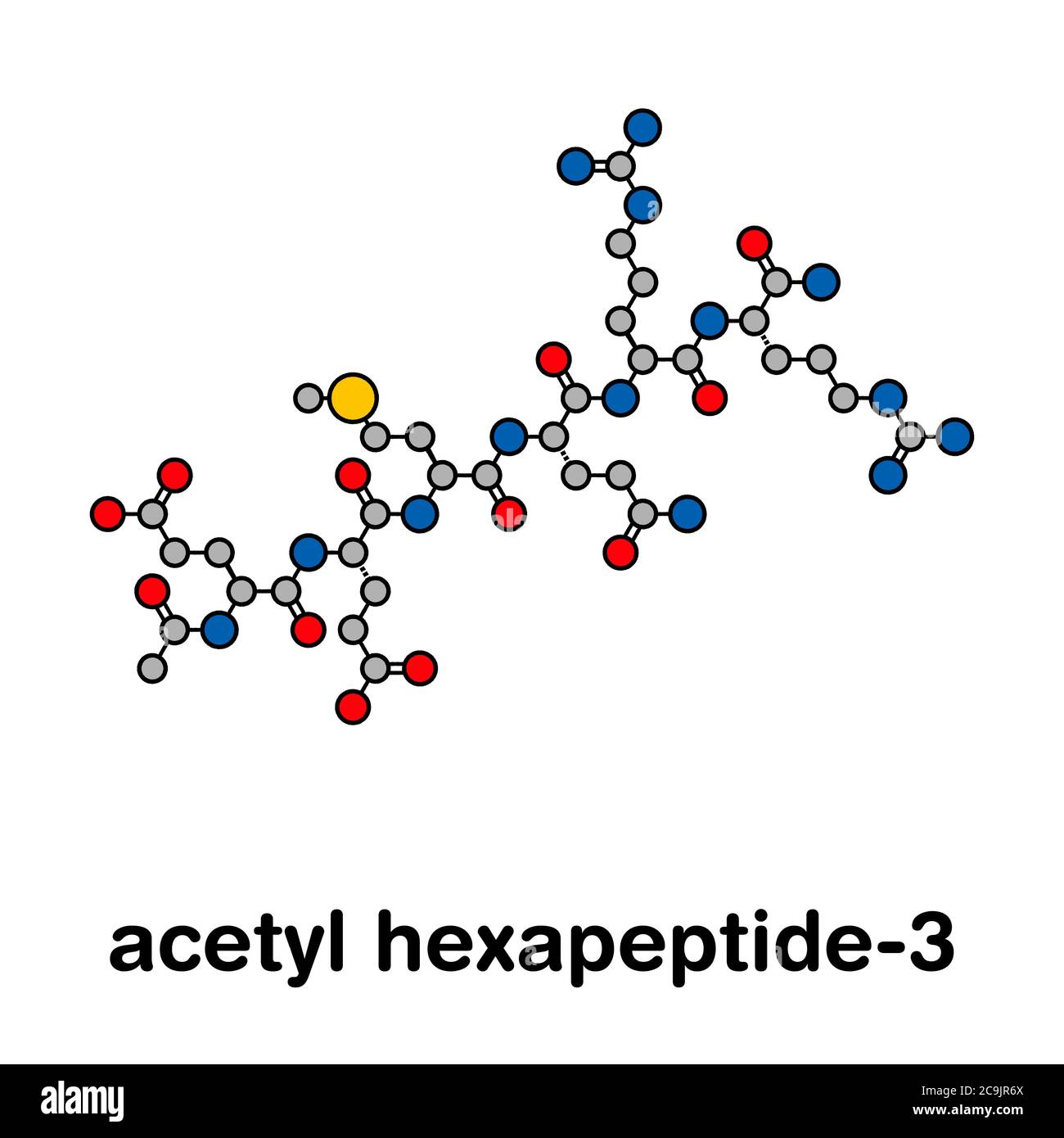 Acetyl hexapeptide-3 (argireline) molecule. Peptide fragment of SNAP-25 ...