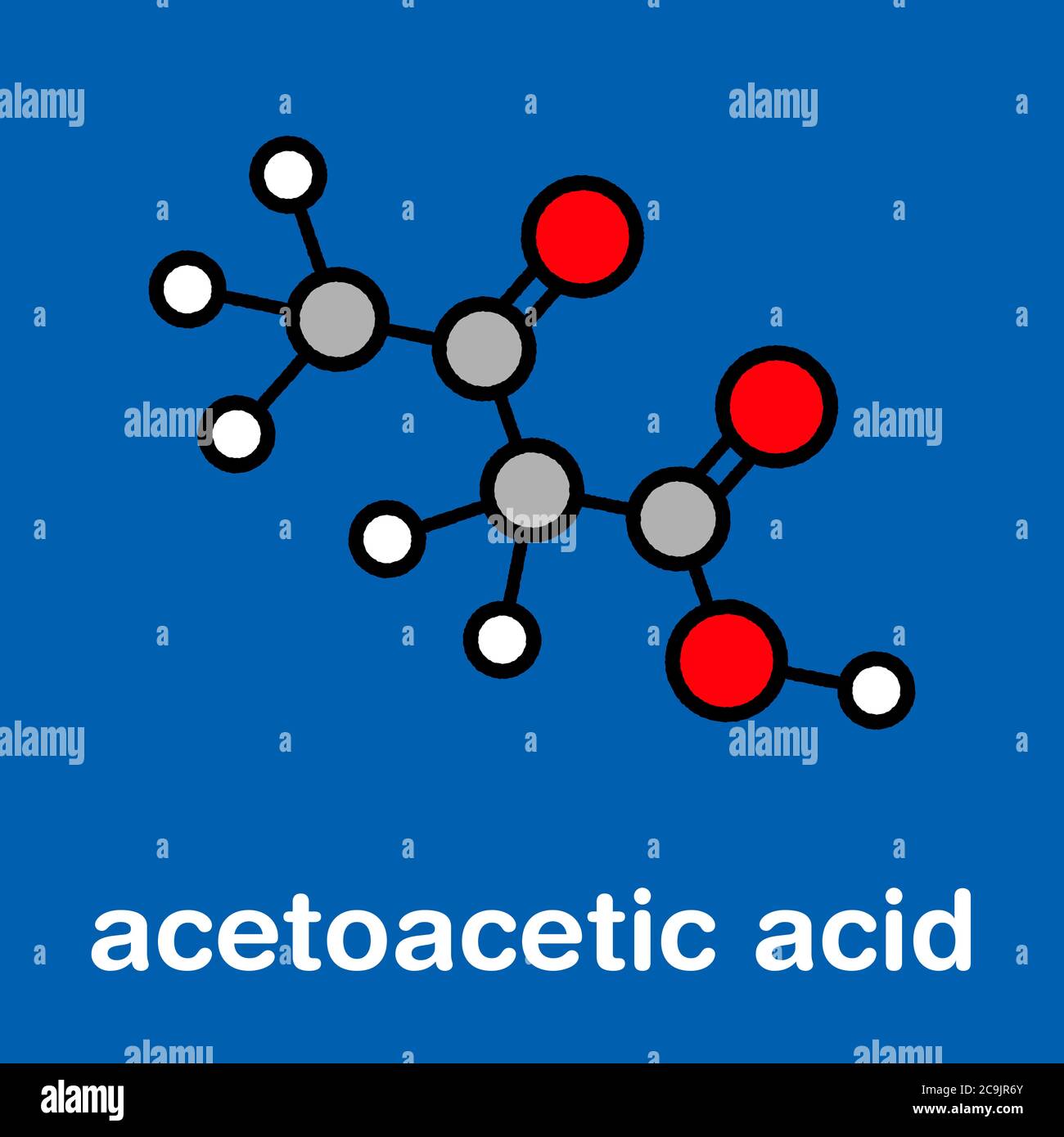 Ketone body (acetoacetic acid, diacetic acid) molecule. Stylized ...