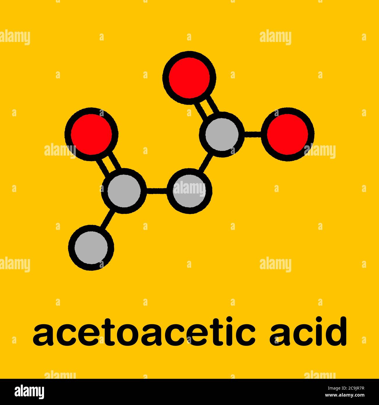 Ketone body (acetoacetic acid, diacetic acid) molecule. Stylized ...