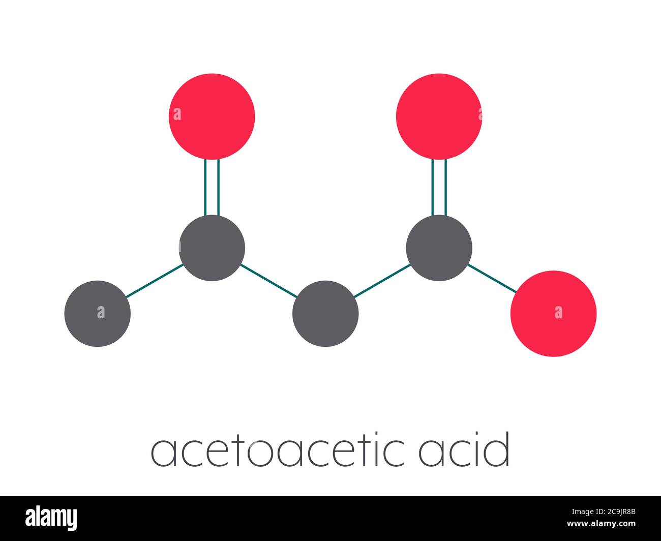 Ketone body (acetoacetic acid, diacetic acid) molecule. Stylized ...