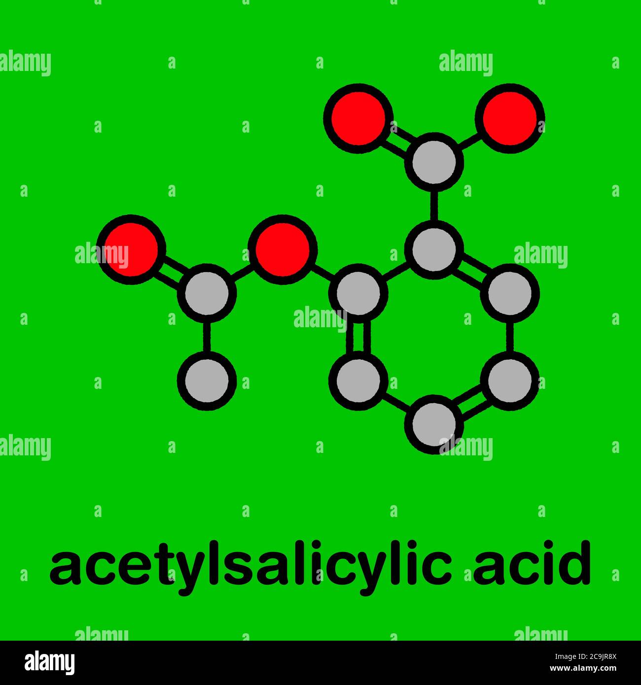 Acetylsalicylic acid (aspirin) drug molecule. Stylized skeletal formula ...